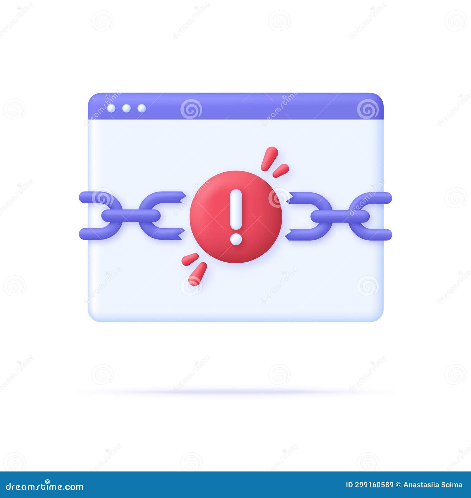 3D Page and Error Sign. System Error, Broken Chain. for Presentation ...