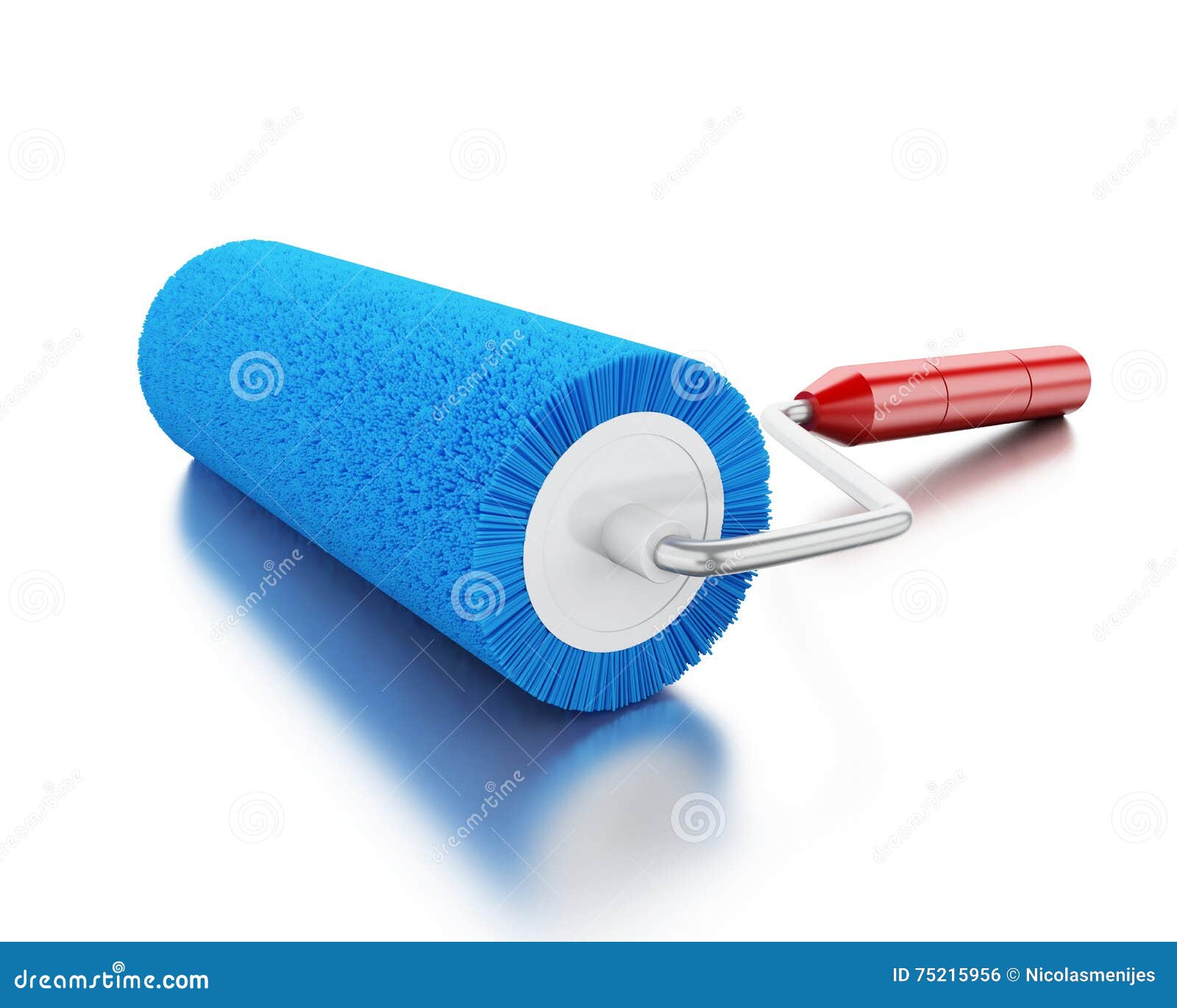 3d Paint Roller with Colour Blue. Stock Illustration - Illustration of ...