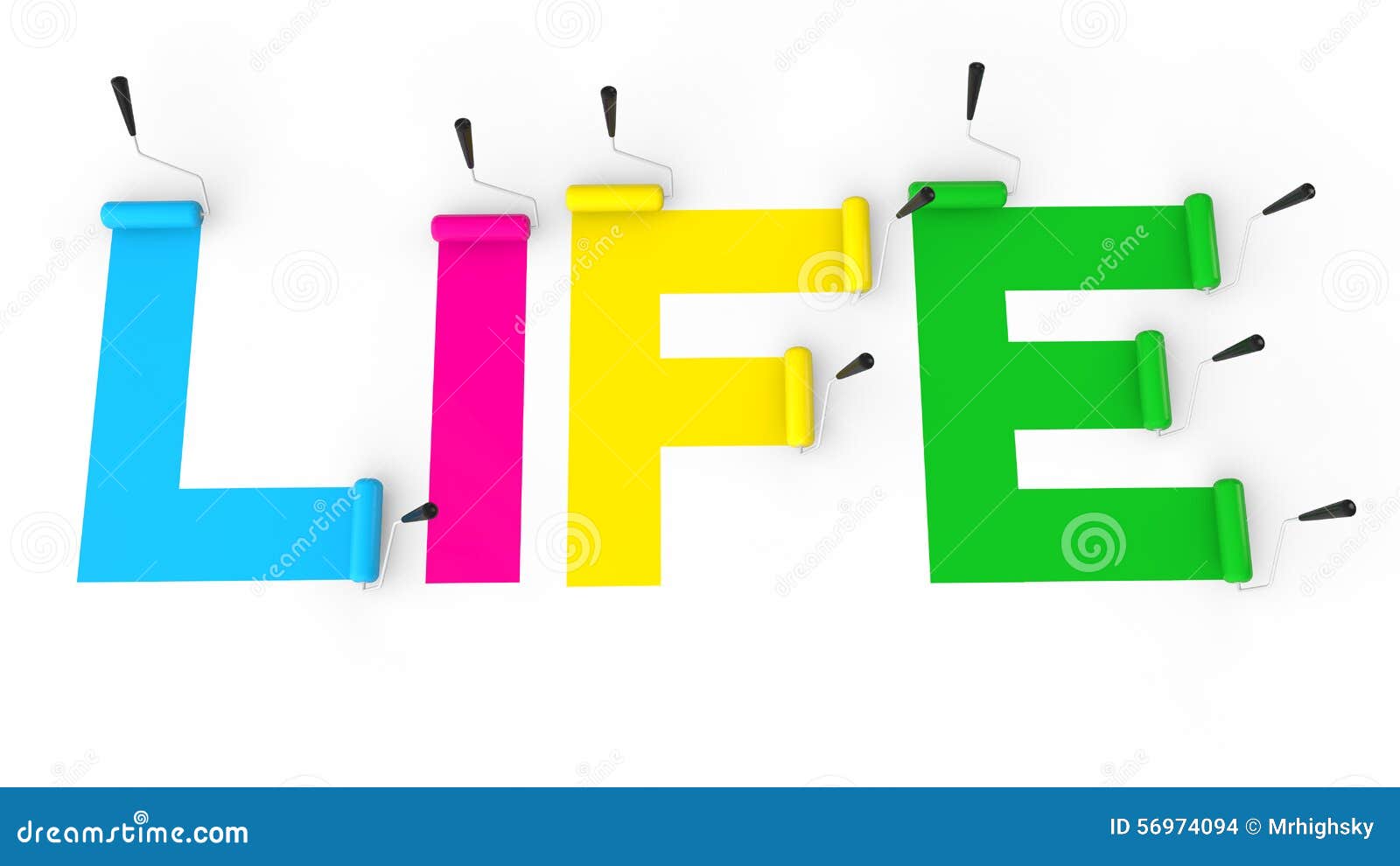 3d Paint Rollers Painting Word Life Stock Illustration - Illustration ...