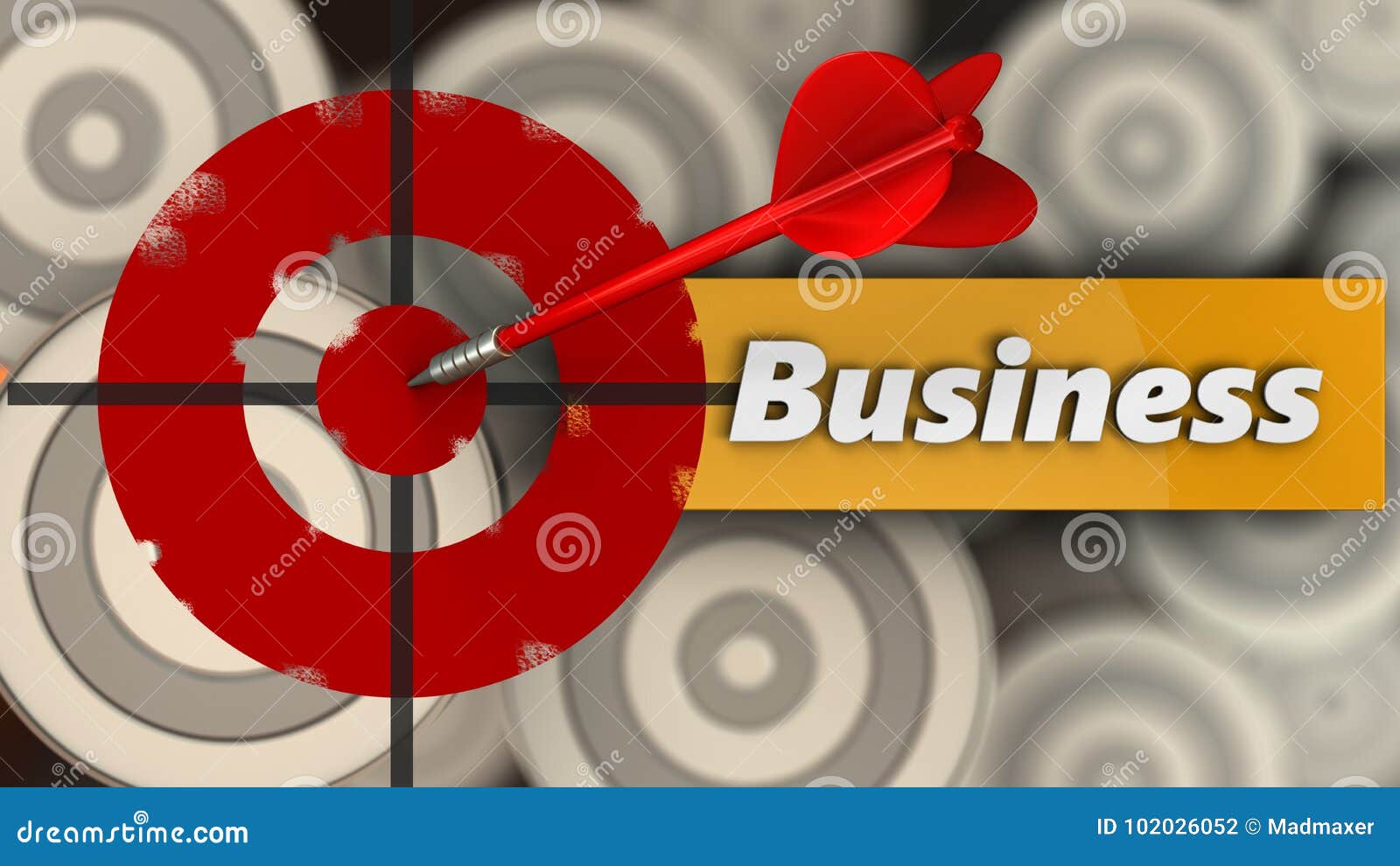 3d Painted Target with Business Sign Stock Illustration - Illustration ...