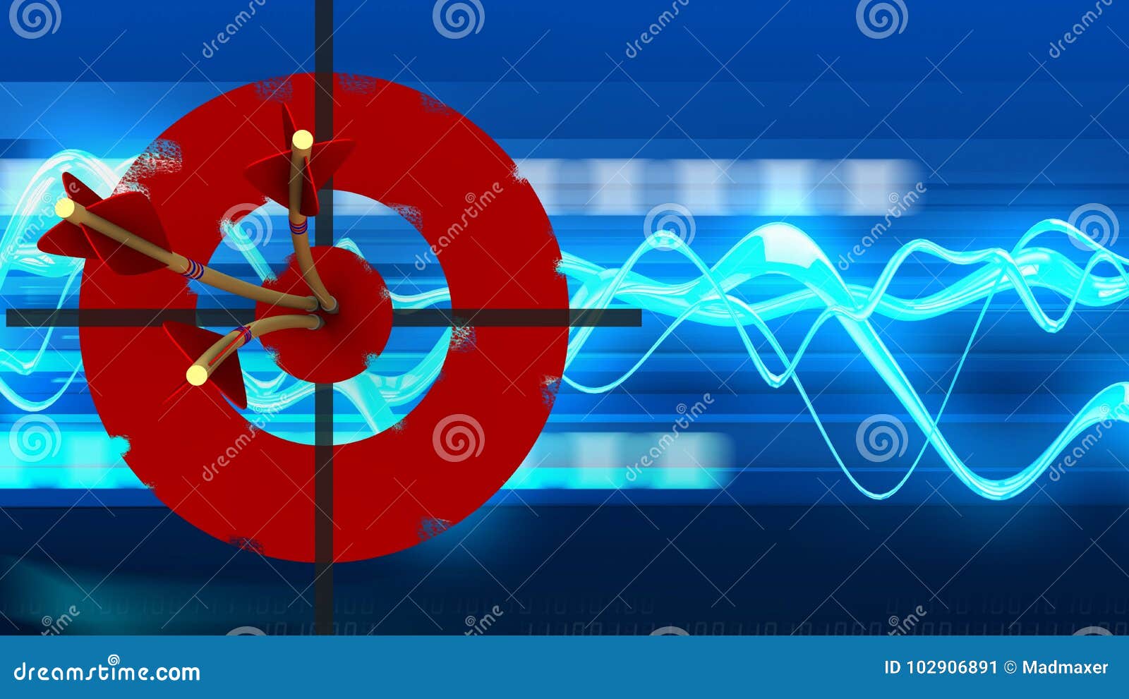3d Painted Target with Three Arrows Stock Illustration - Illustration ...