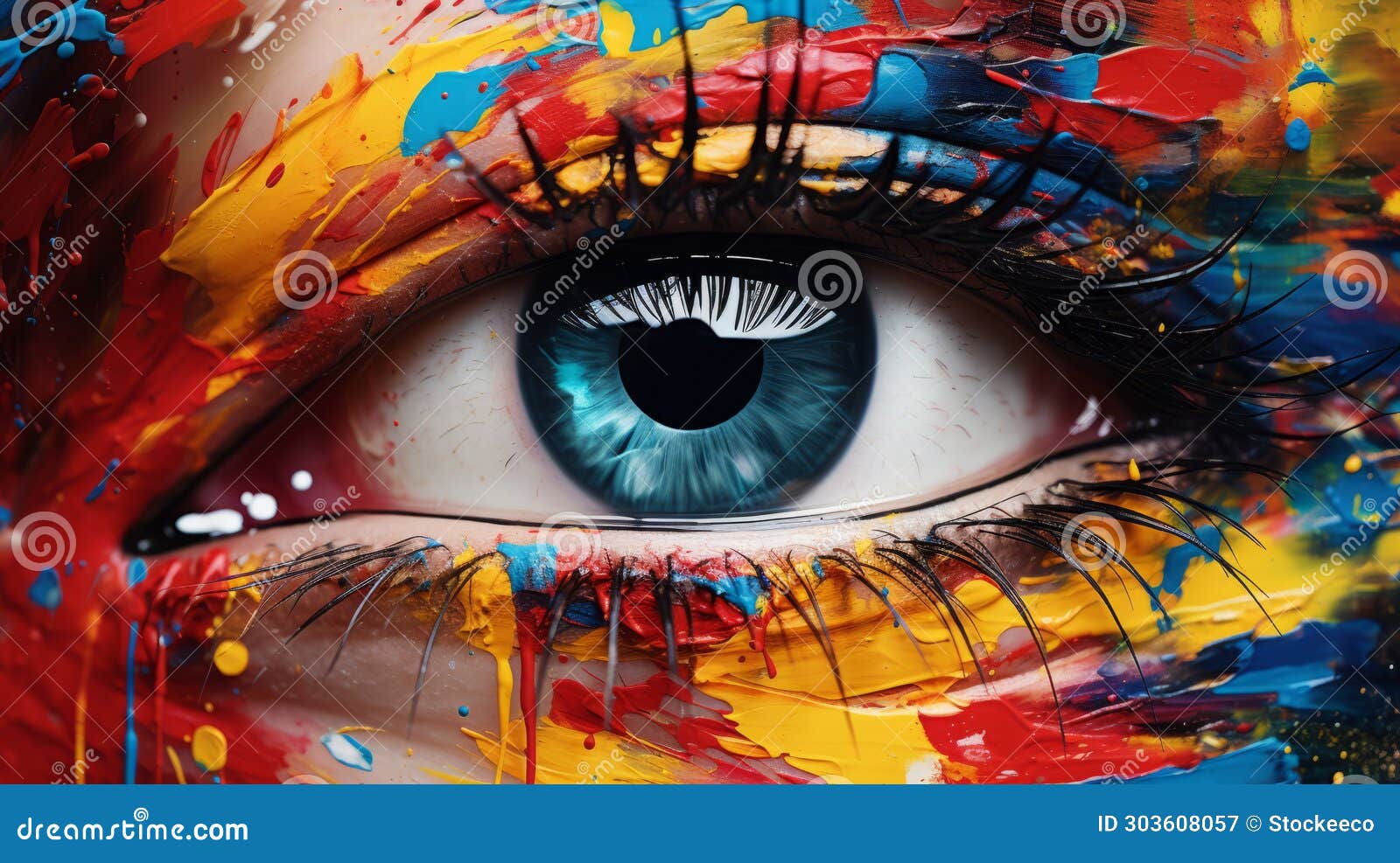 Colorful Eye Painting with Abstract Paint Splashes - Realistic ...