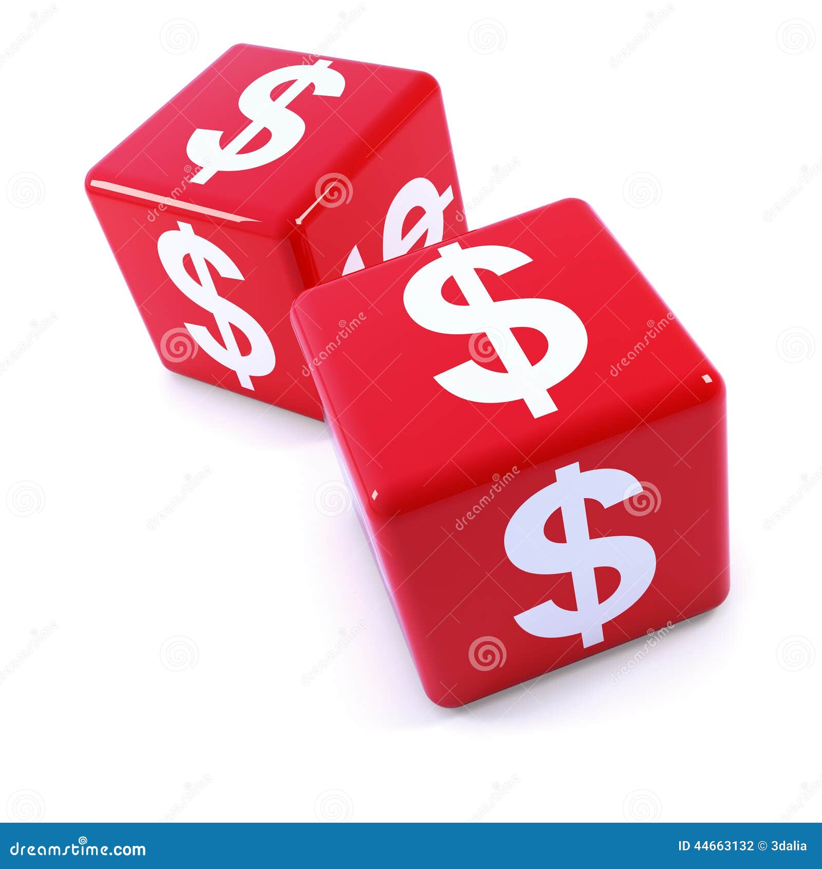 3d Pair of Red US Dollar Currency Symbol Dice Stock Illustration ...