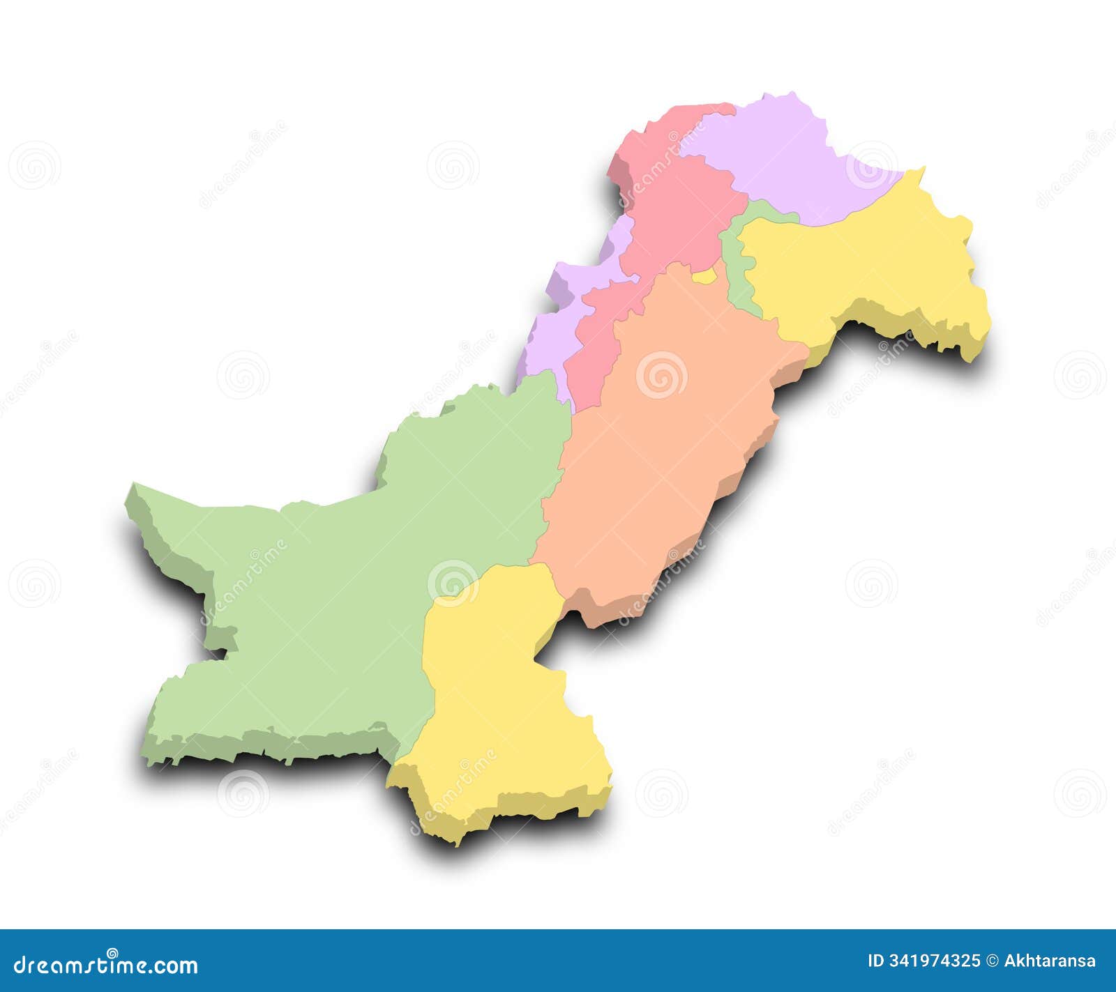 3d Pakistan Map with Provinces Stock Illustration - Illustration of ...
