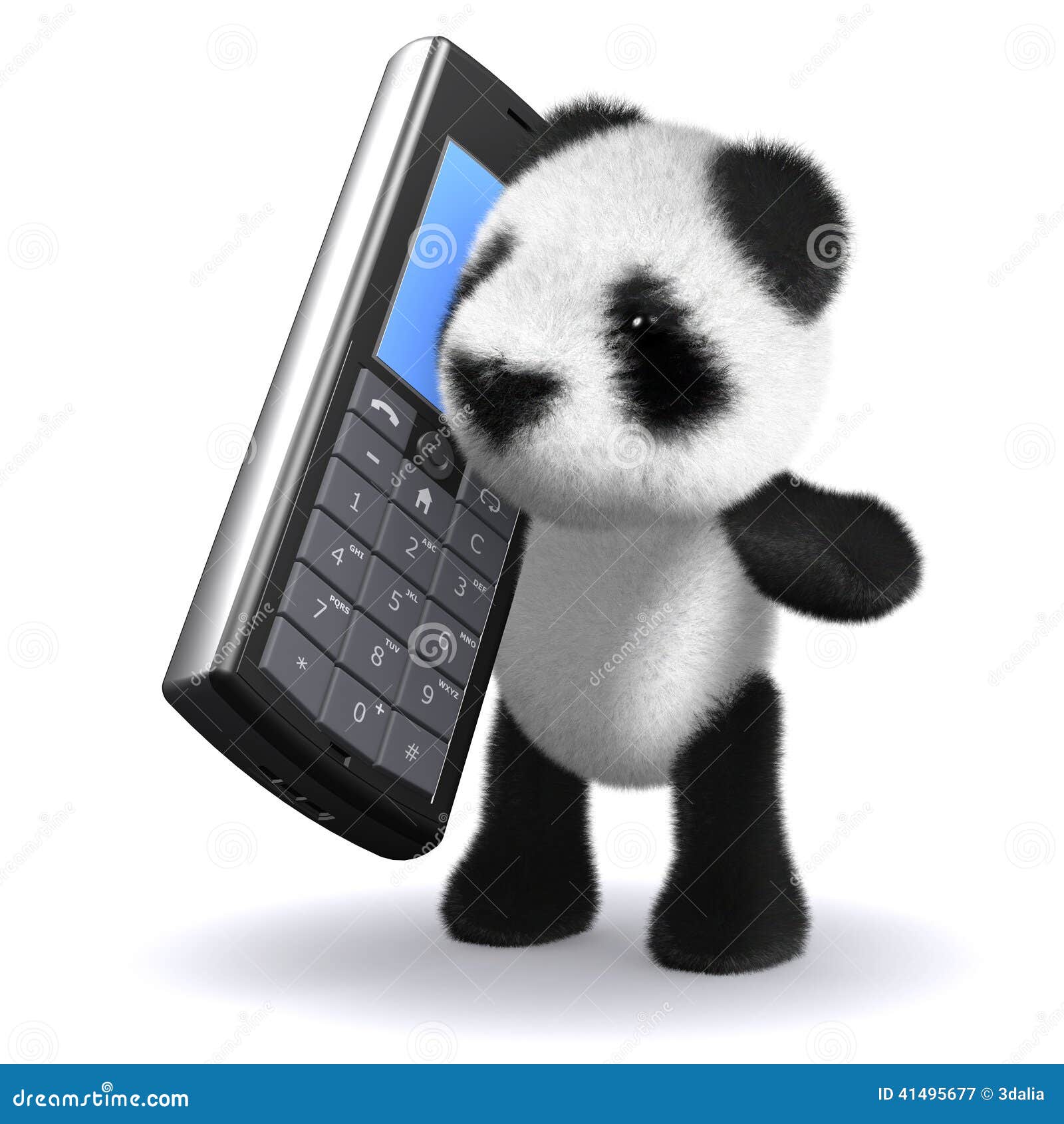 3d Panda Bear Chatting on Mobile Phone Stock Illustration ...