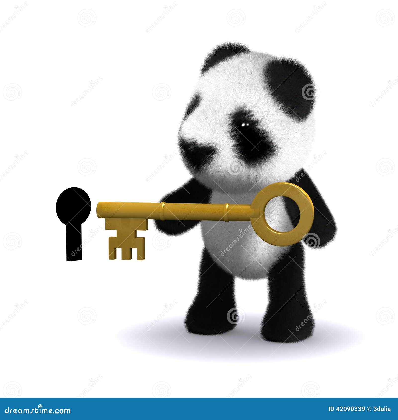 3d Panda bear with key stock illustration. Illustration of symbolic ...