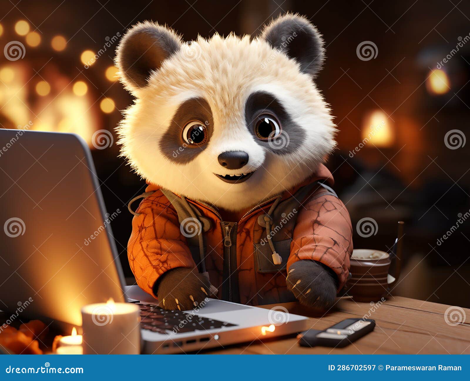 3D Panda stock illustration. Illustration of laptop - 286702597