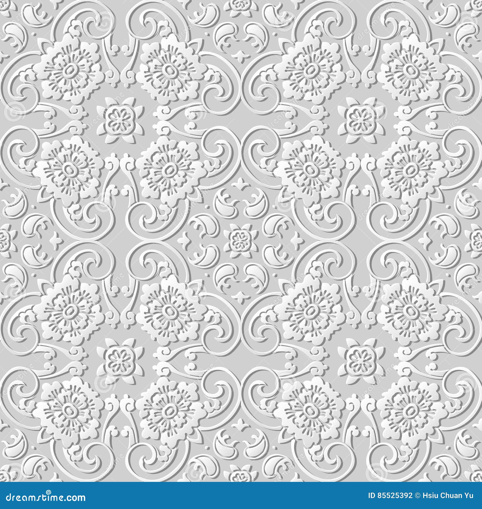 3D Paper Art Pattern Curve Cross Spiral Frame Flower Stock Vector ...