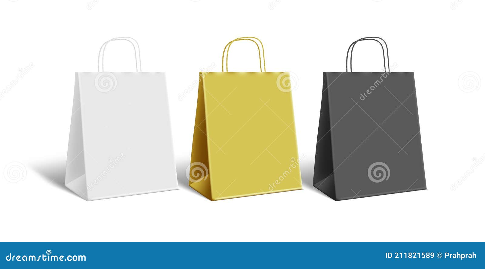 3D Paper Bag with Shadow on White Background Stock Vector ...