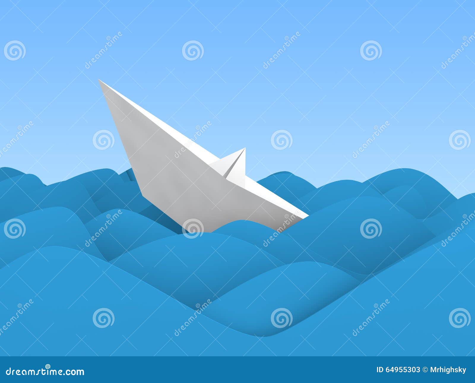 3d Paper Boat Sinking In Ocean Waves Royalty-Free Stock Photography ...