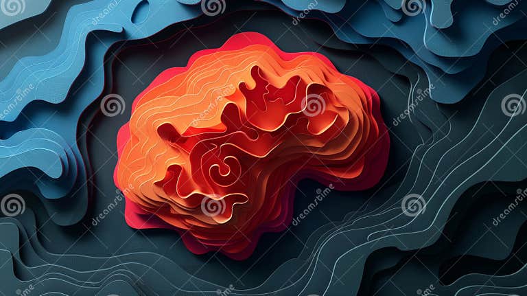 3D Paper Cut Brain with Complex, Overlapping Layers Symbolizing ...