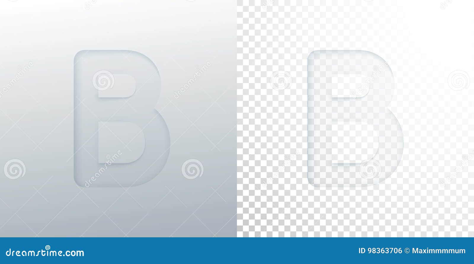 3d Paper Cut Letter B on Transparent Checkered Background. Stock Vector ...