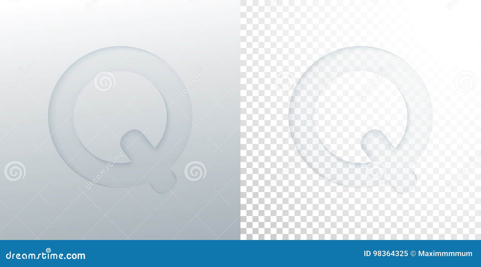 3d Paper Cut Letter Q on Transparent Checkered Background. Stock Vector ...