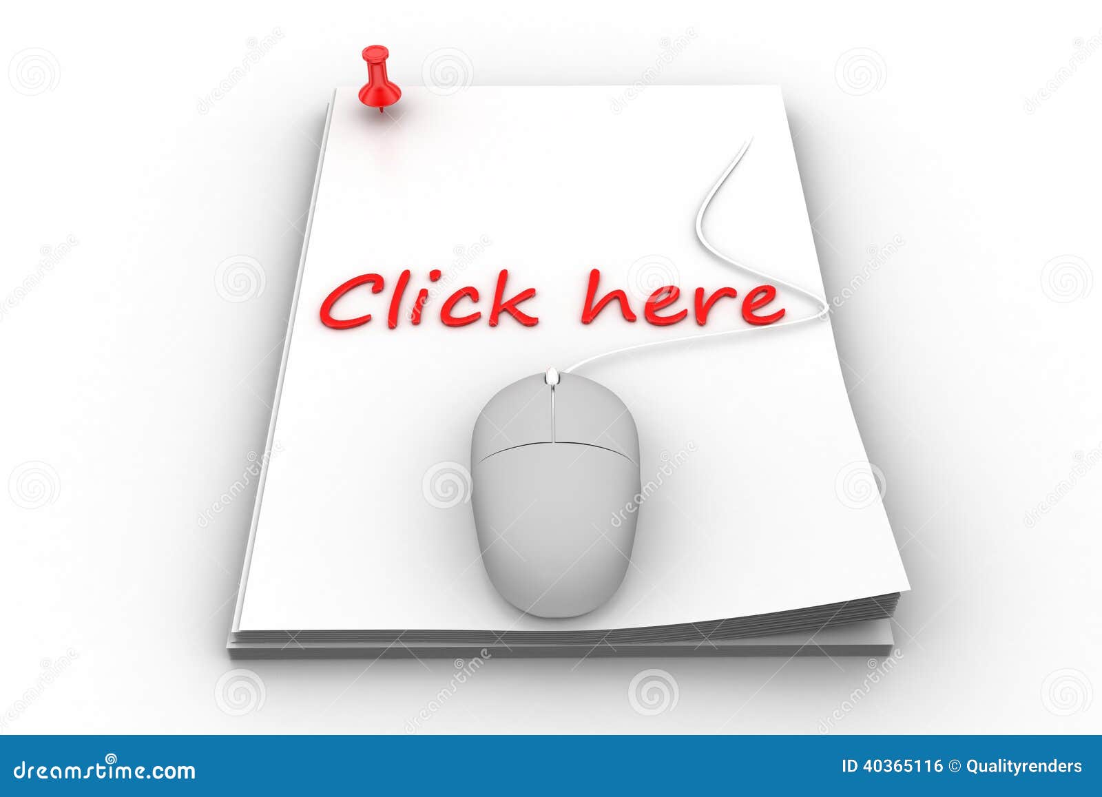 3d Paper with Mouse and Click Here Illustration Stock Illustration ...