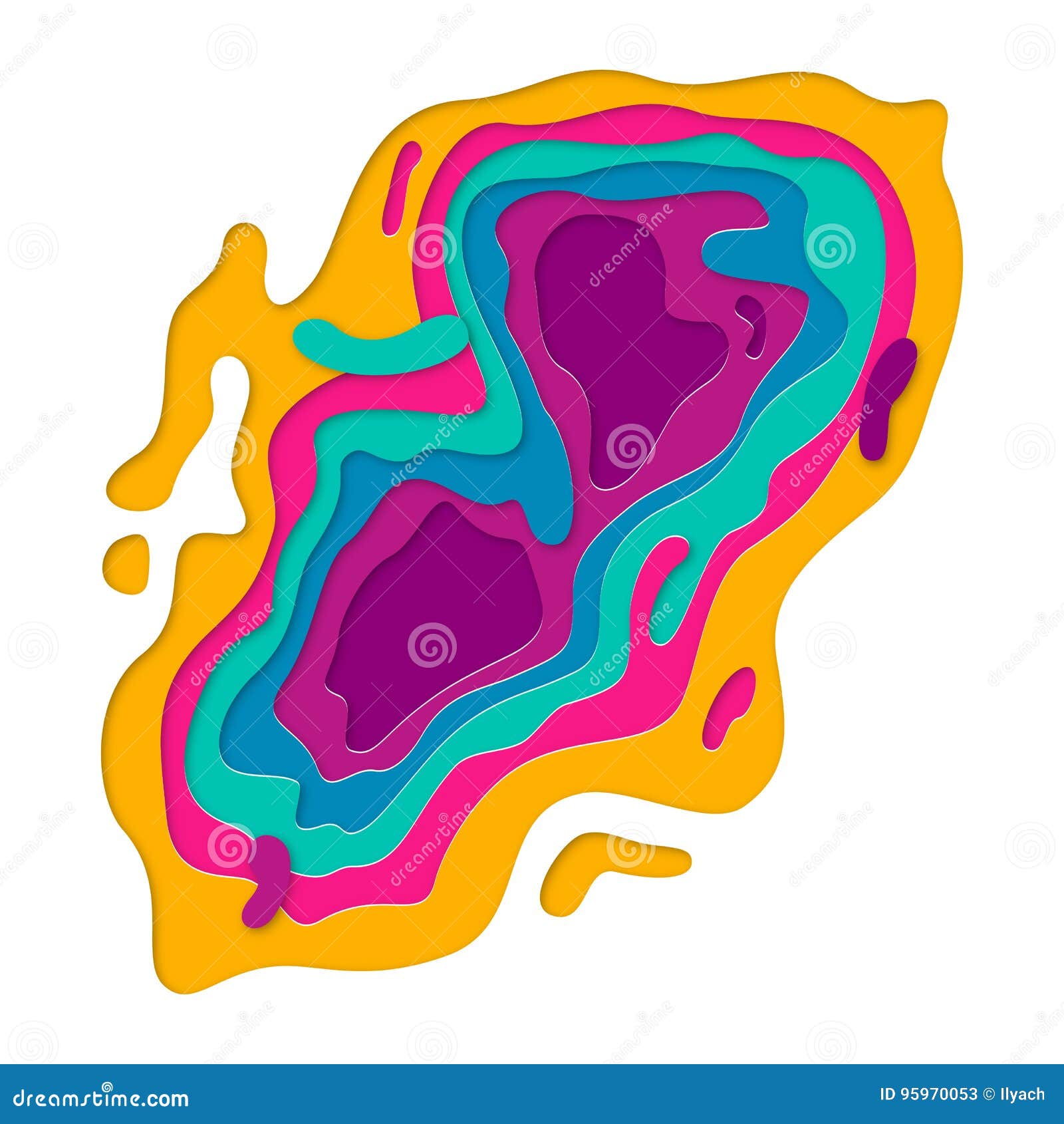 3D Papercut Multi Layers Color Background of Paper Cut Vector Art Stock ...