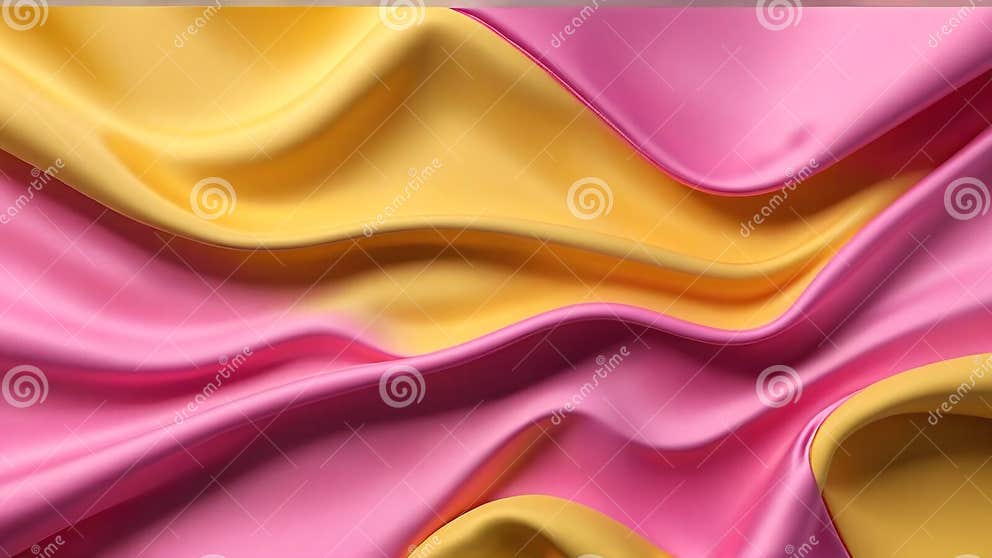 3D Parallax Yellow and Pink Gradient Silk Fabric Wave Stock ...