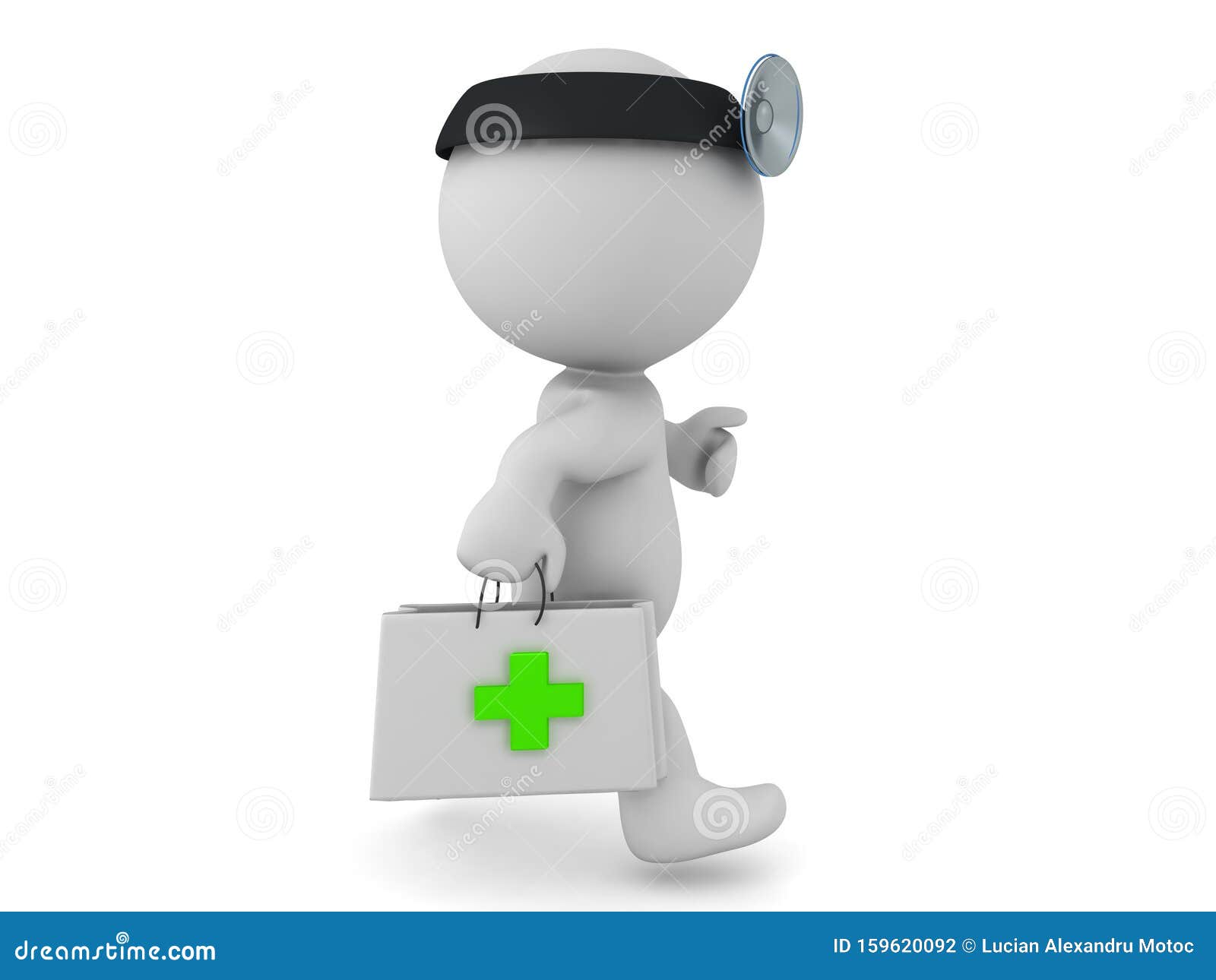 3D Paramedic Running with First Aid Kit Stock Illustration ...