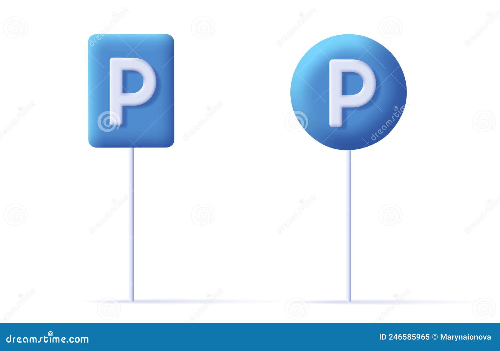 3d Parking Road Sign, Blue Square and Round Shapes Stock Vector ...
