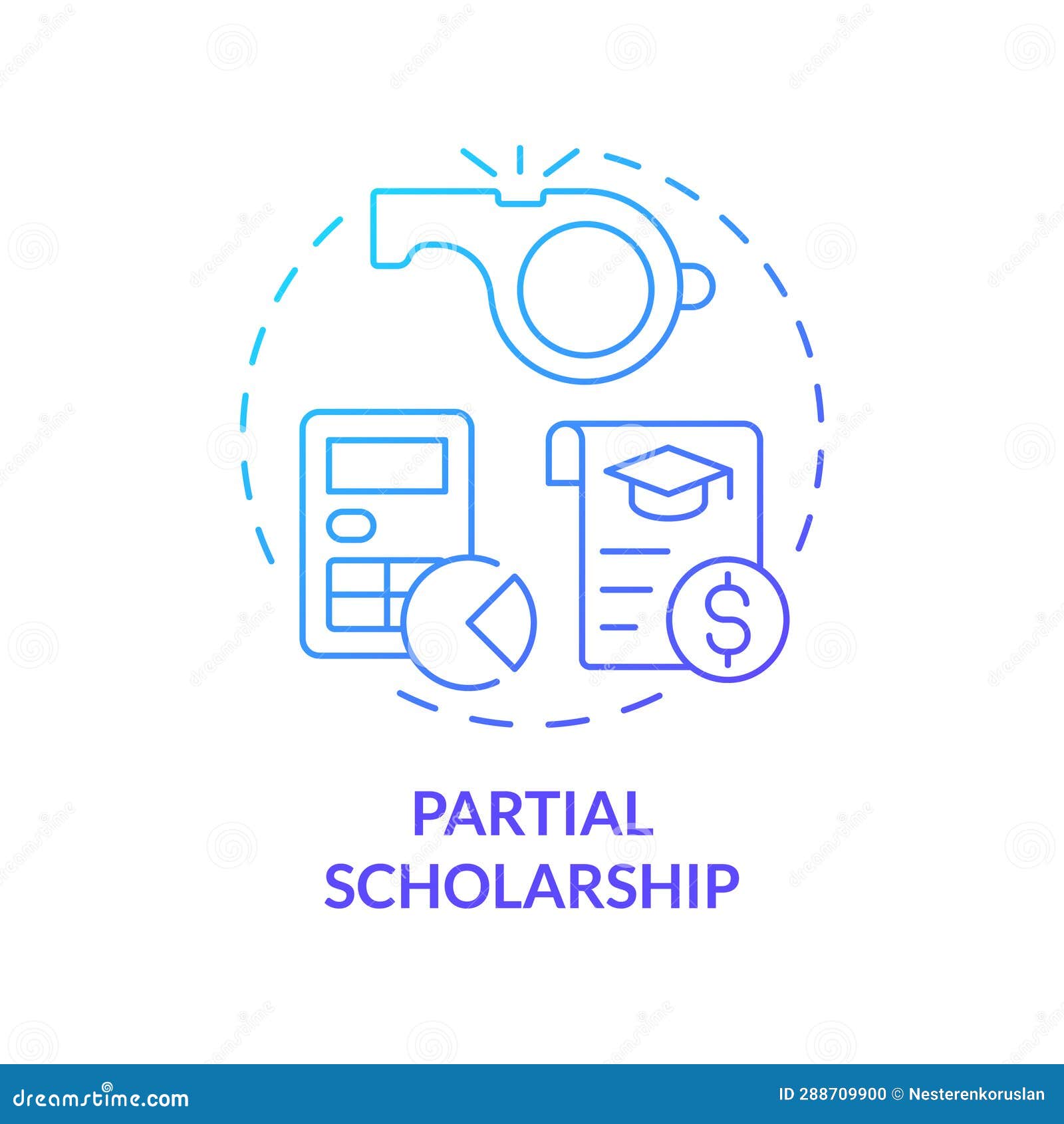2D Partial Scholarship Gradient Thin Line Icon Concept Stock Vector ...