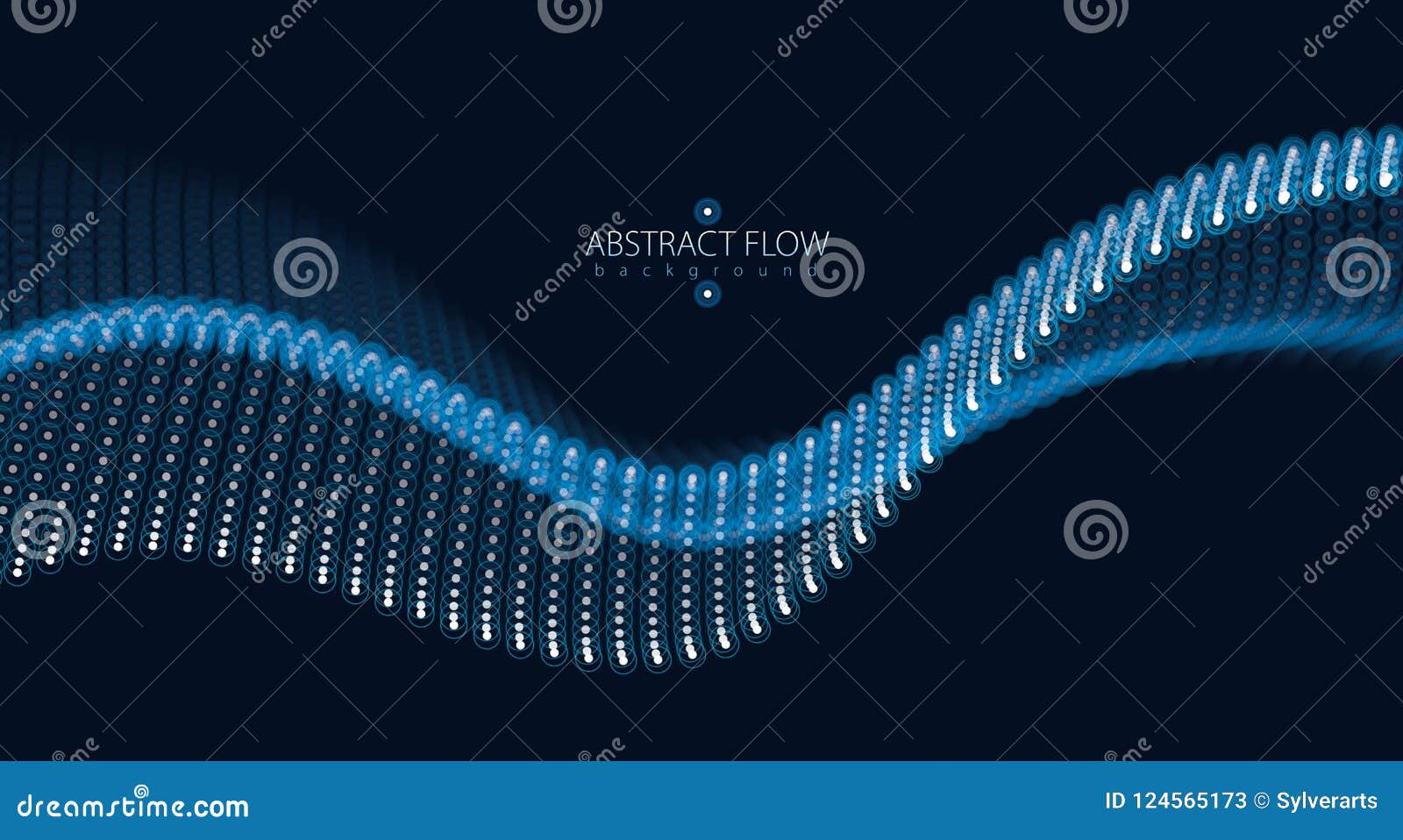 3d Particles Mesh Array Wave, Sound Flowing. Blurred Round Light Stock ...