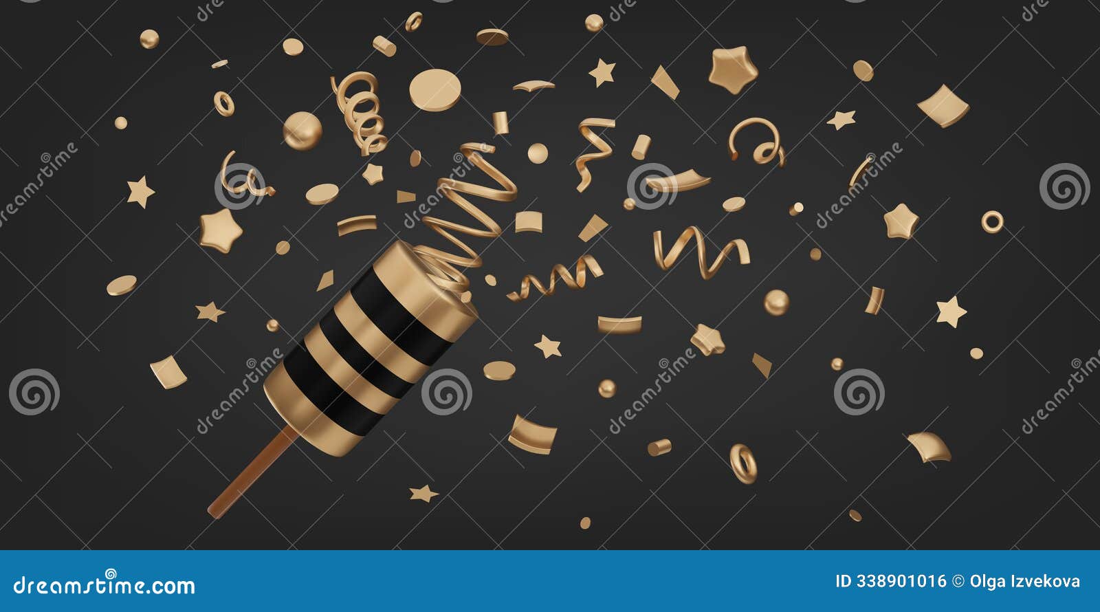 3D Party Firecracker Illustration Stock Vector - Illustration of gold ...