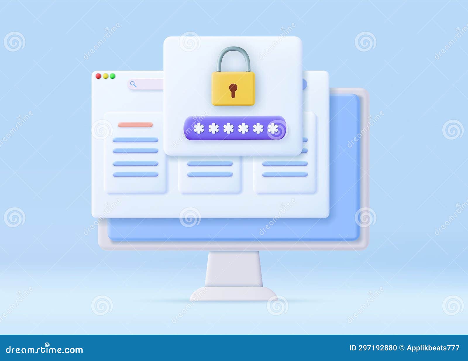 3d Password Security Access Website Notice Stock Illustration ...