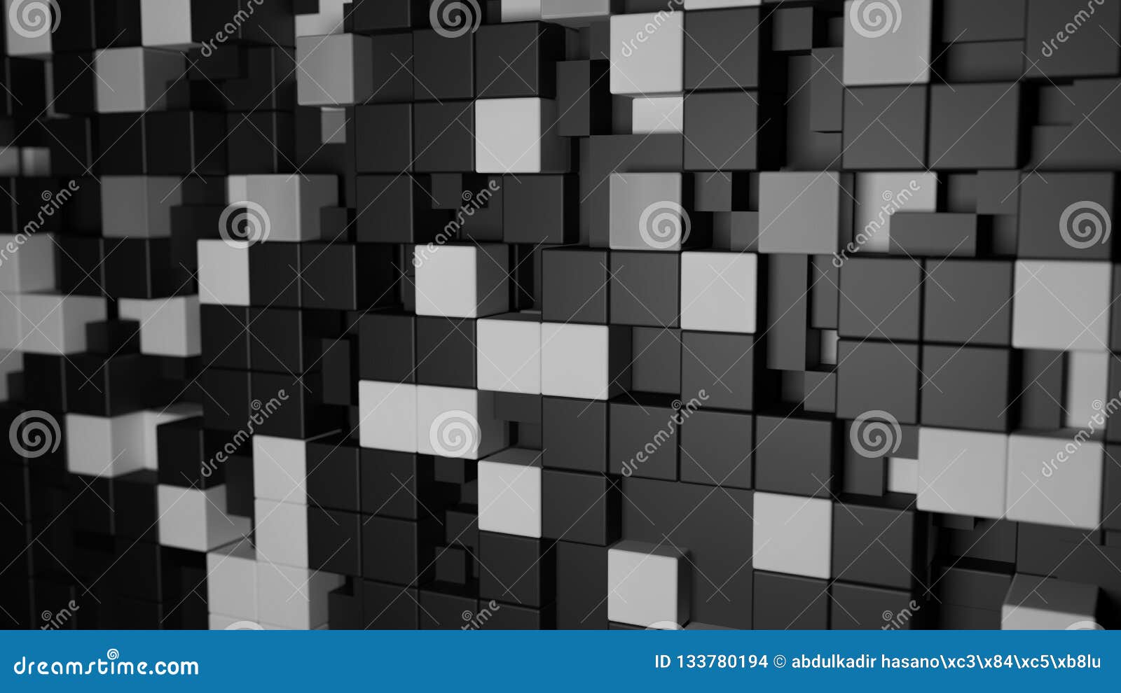 3d Pattern, Black and White Cube Abstract Background Stock Illustration ...