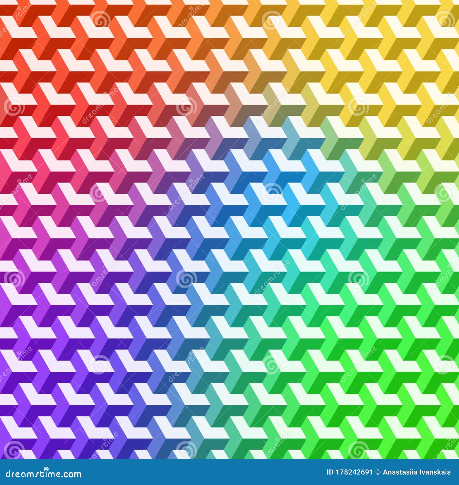 3d Pattern with Rainbow Hexagons Ornament, Vector Stock Vector - Illustration of graphic, annual ...