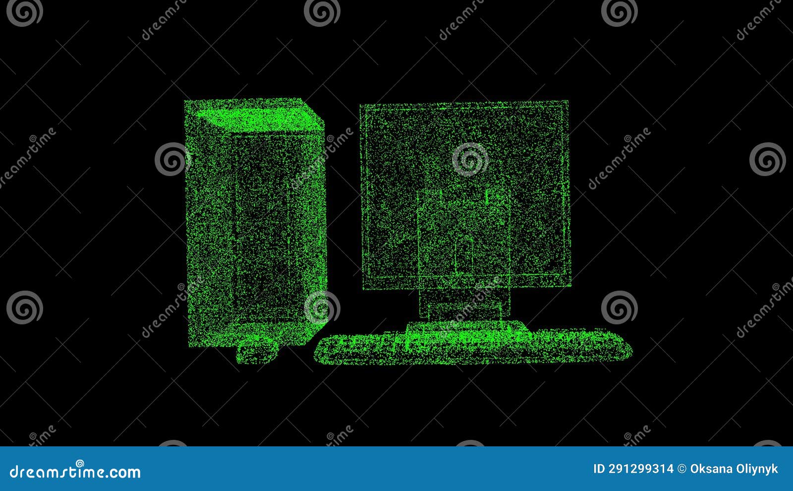 3D PC on Black Background. Computer Equipment Concept. Personal ...