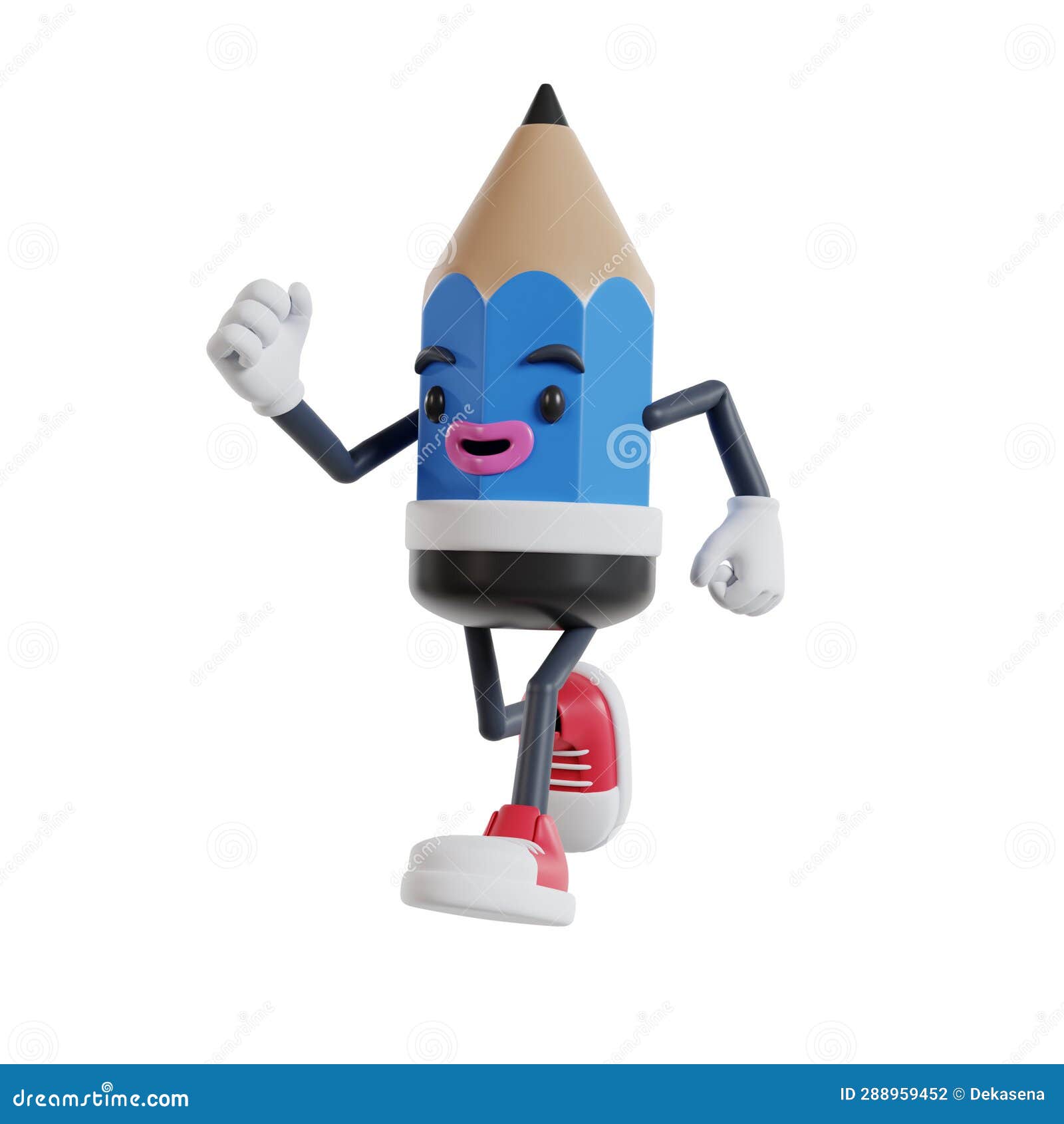 3d Pencil Character Running Fast Stock Illustration - Illustration of ...