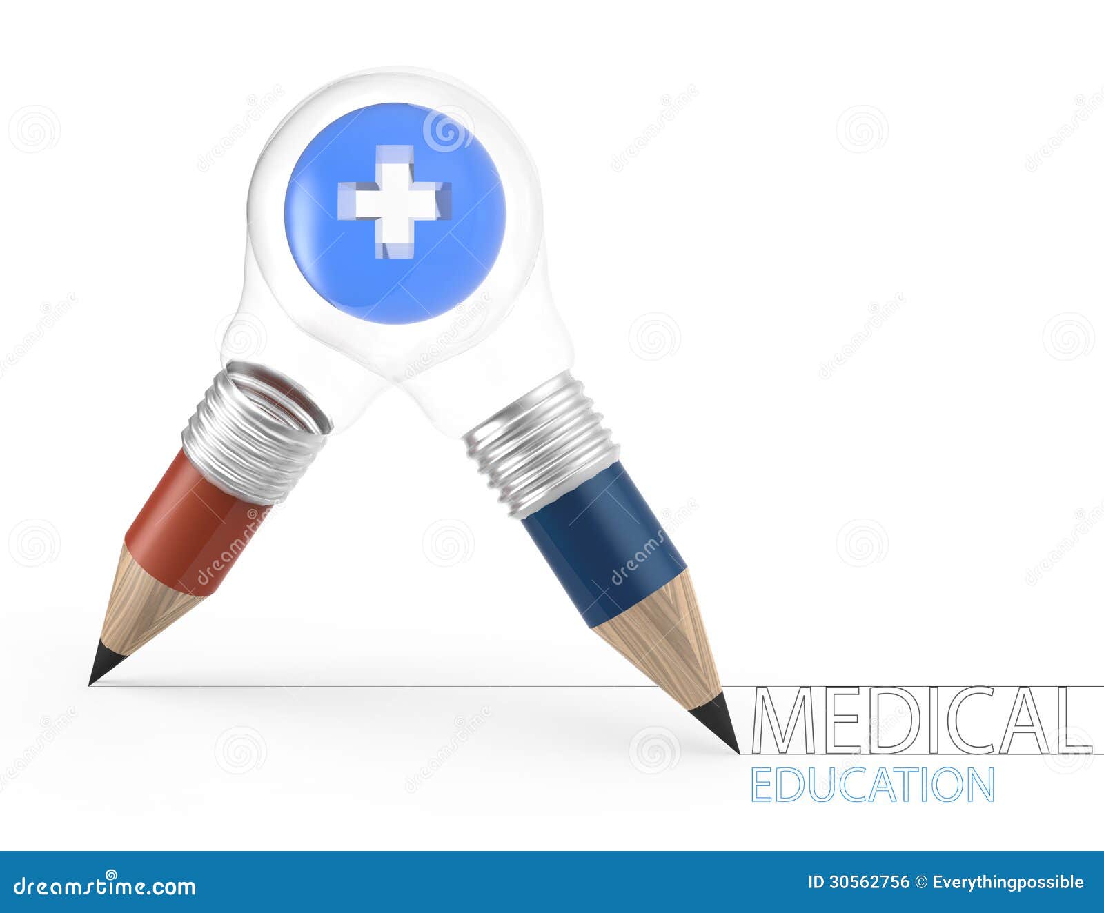 3d Pencil Lightbulb Creative Draws Medical Education Stock Illustration ...