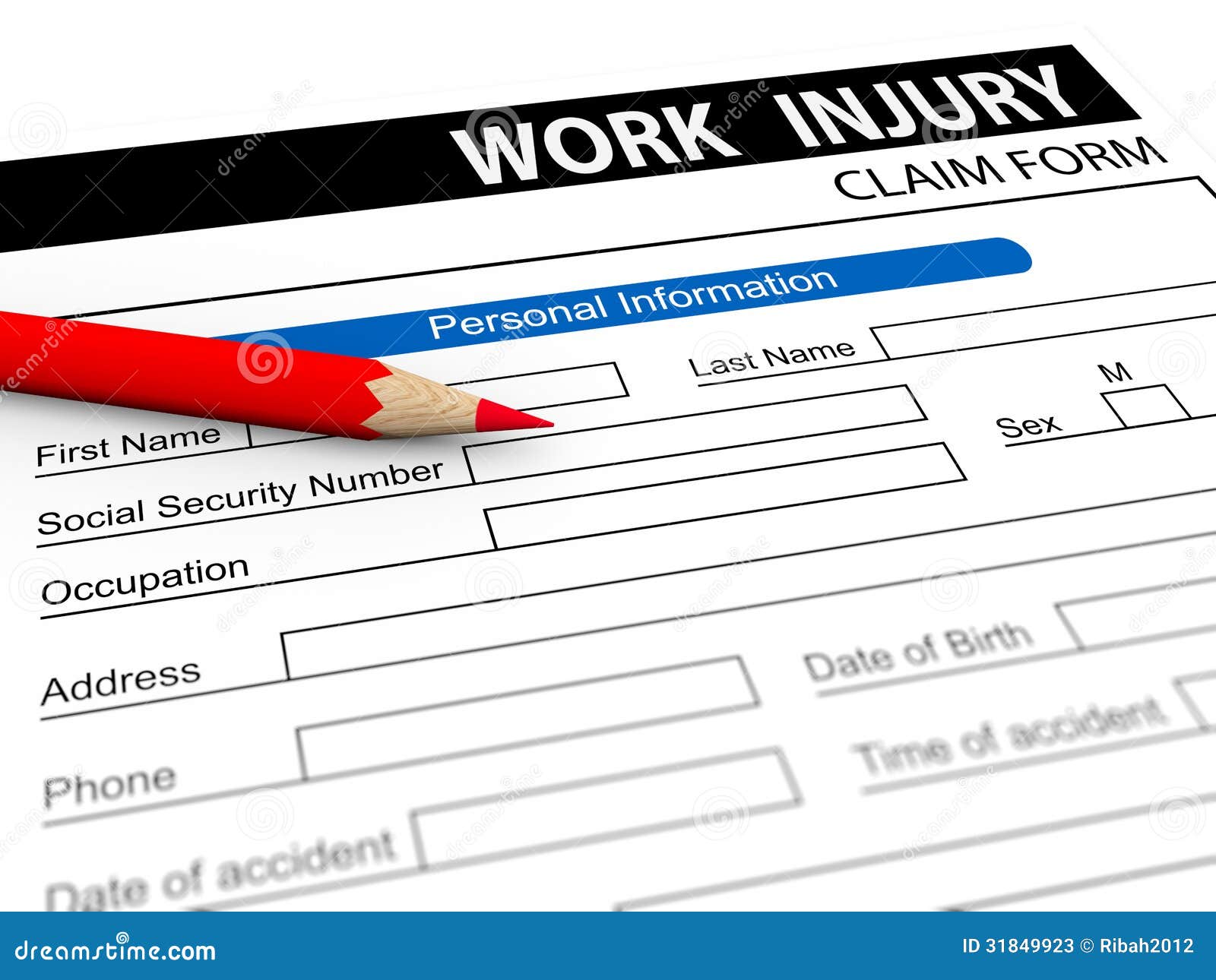 3d Work Injury Compensation Claim Form Stock Illustration ...