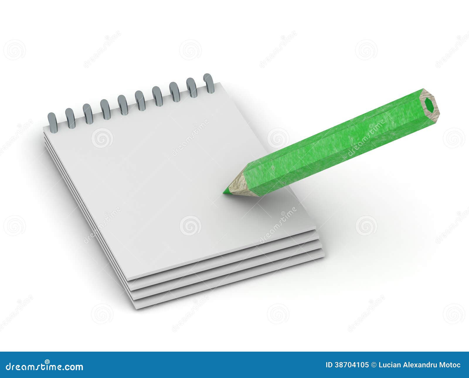 3D Pencil Writing in Notepad Stock Illustration - Illustration of ...