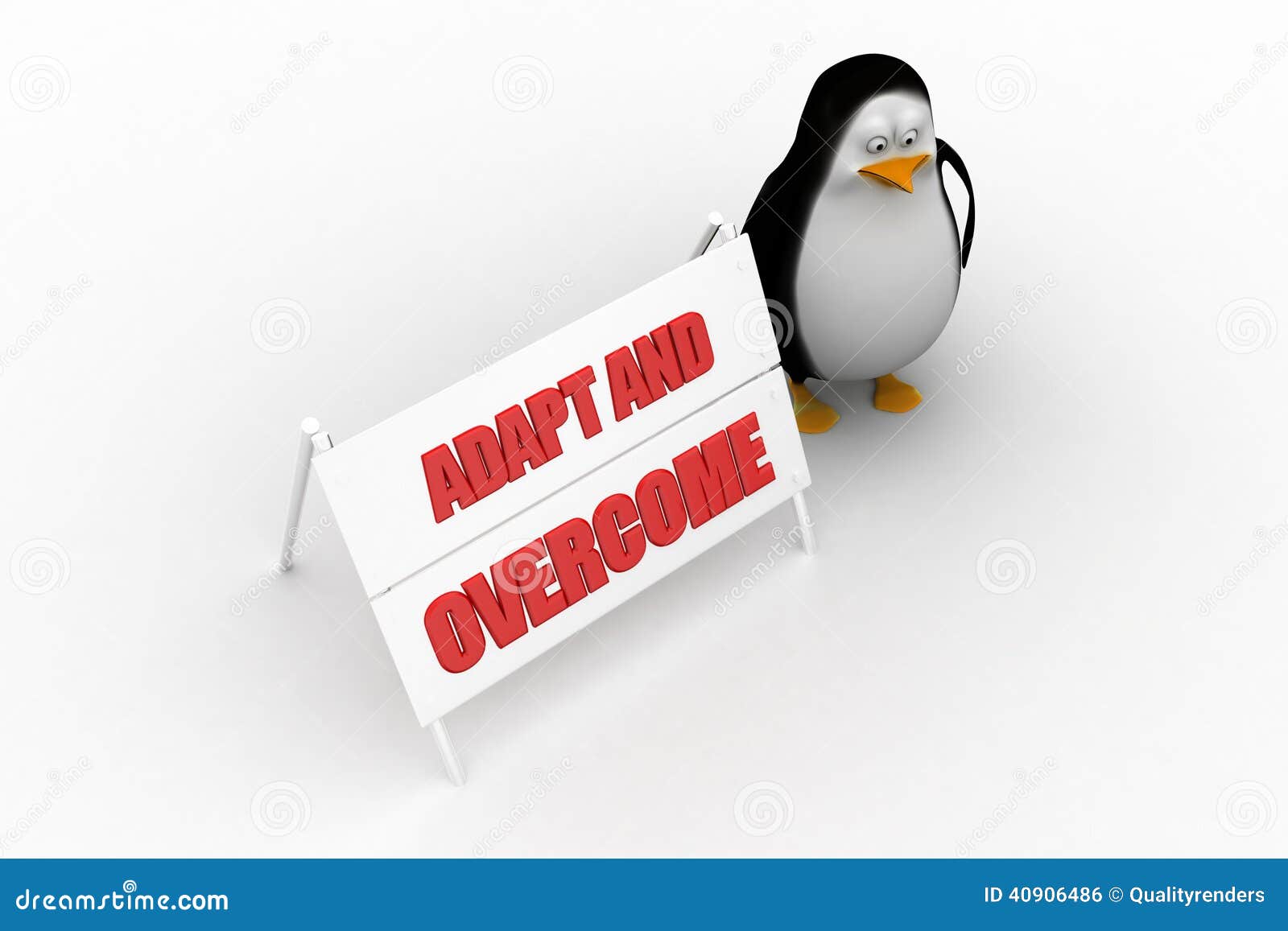 3d Penguin with Adapt and Overcome Concept Stock Illustration ...