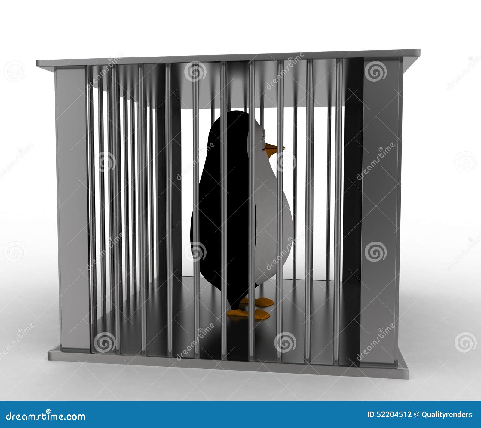 3d Penguin Into Bar Jail Concept Stock Illustration - Illustration of ...