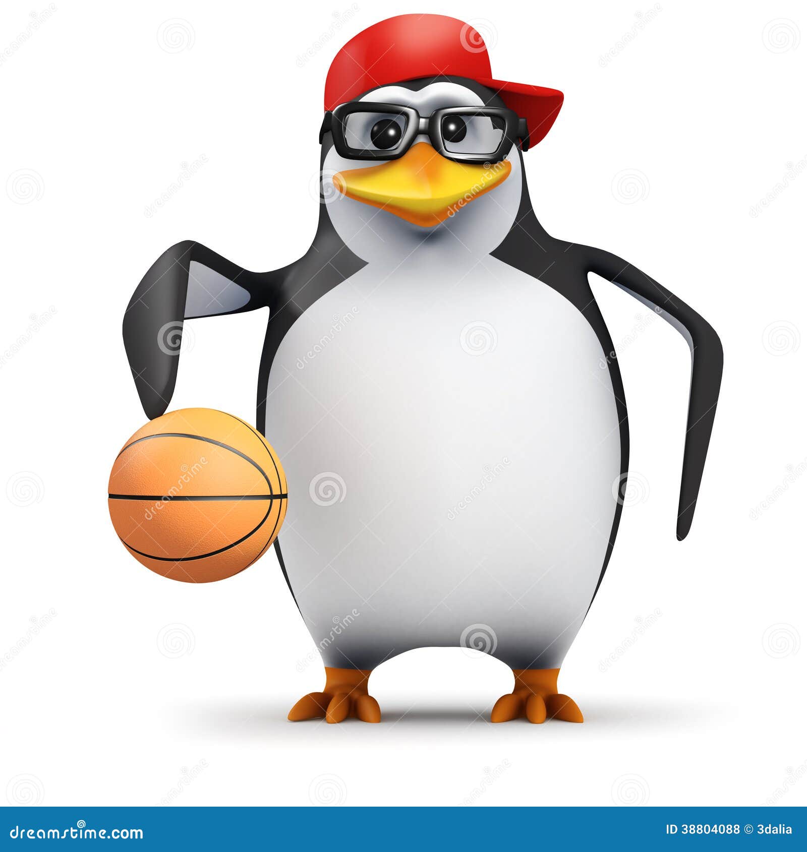 3d Penguin Bounces the Basketball Stock Illustration - Illustration of ...