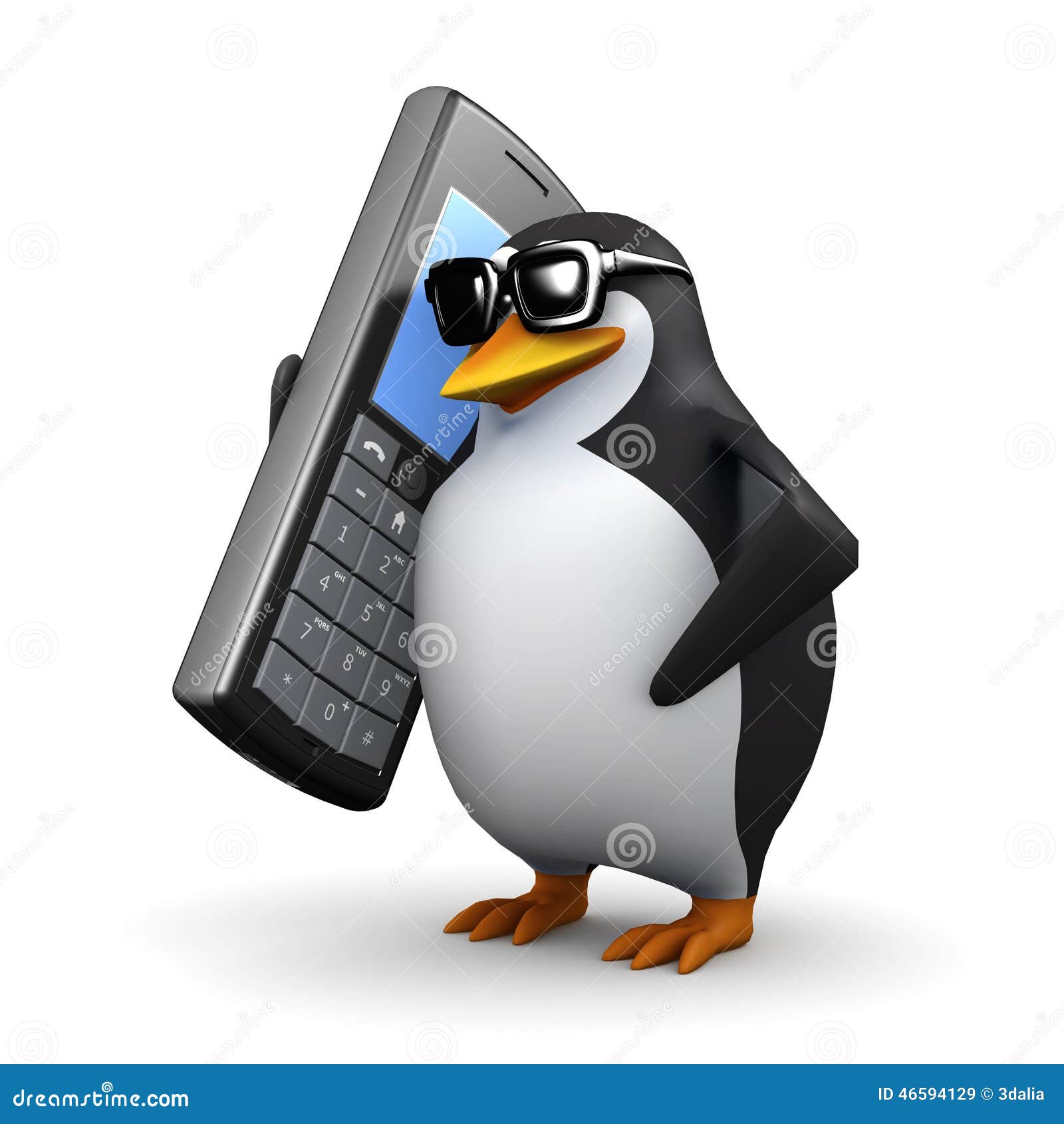 3d Penguin Chatting on a Mobile Phone Stock Illustration - Illustration ...