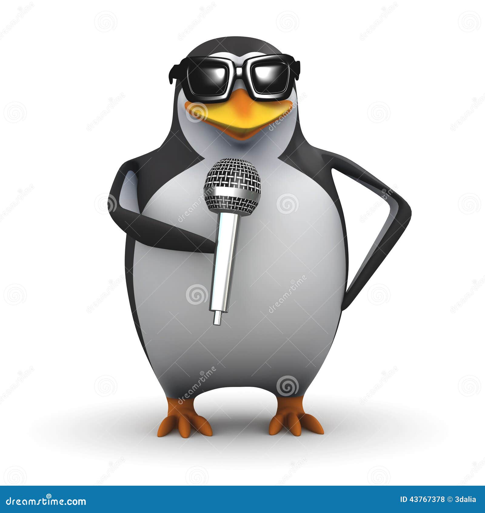 3d Penguin comedian stock illustration. Illustration of singer - 43767378