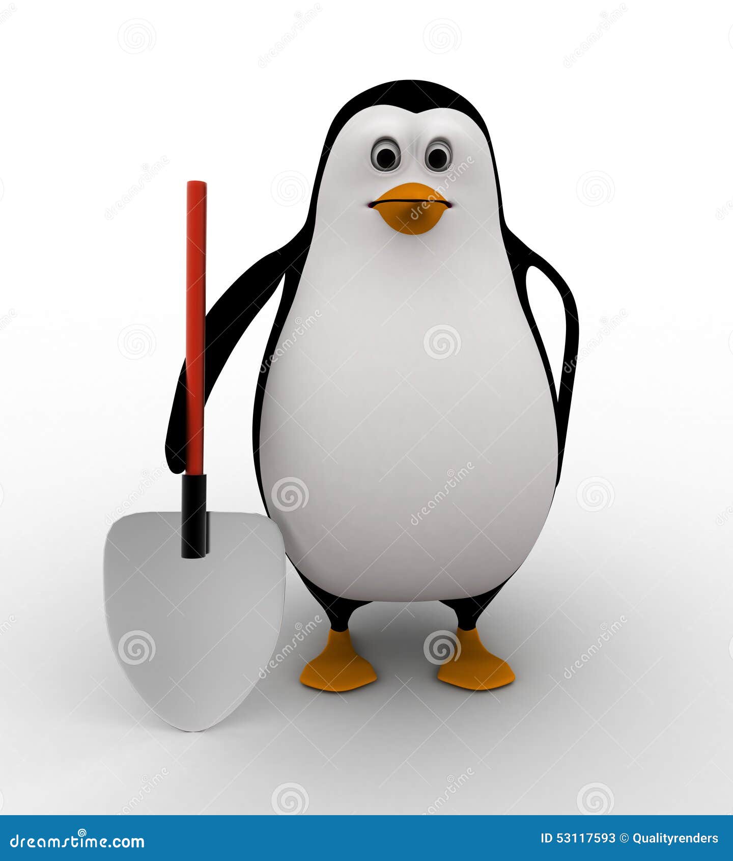 3d Penguin with Construction Digging Tool Concept Stock Illustration ...
