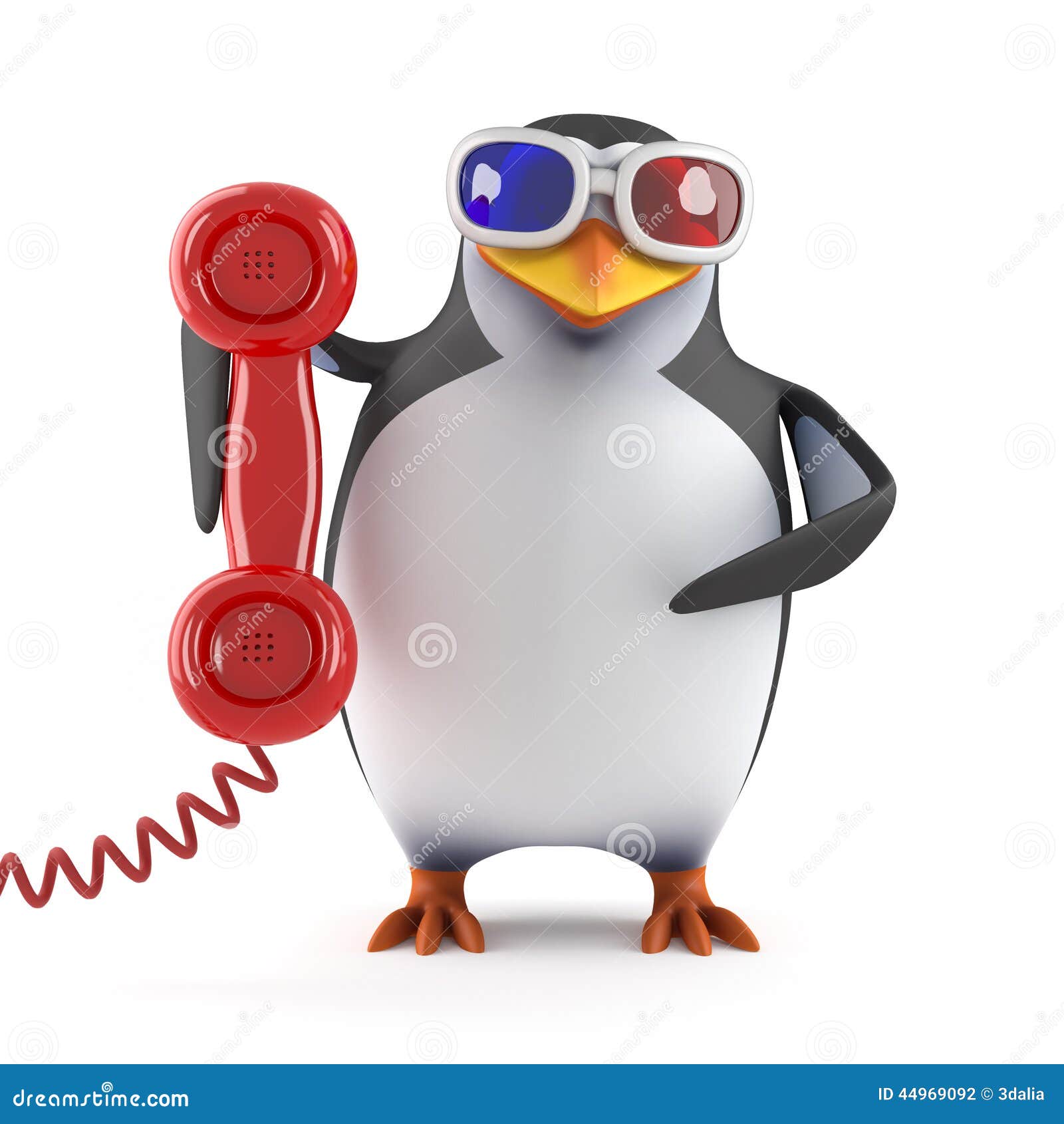 3d Penguin in 3d Glasses Chatting on the Phone Stock Illustration ...