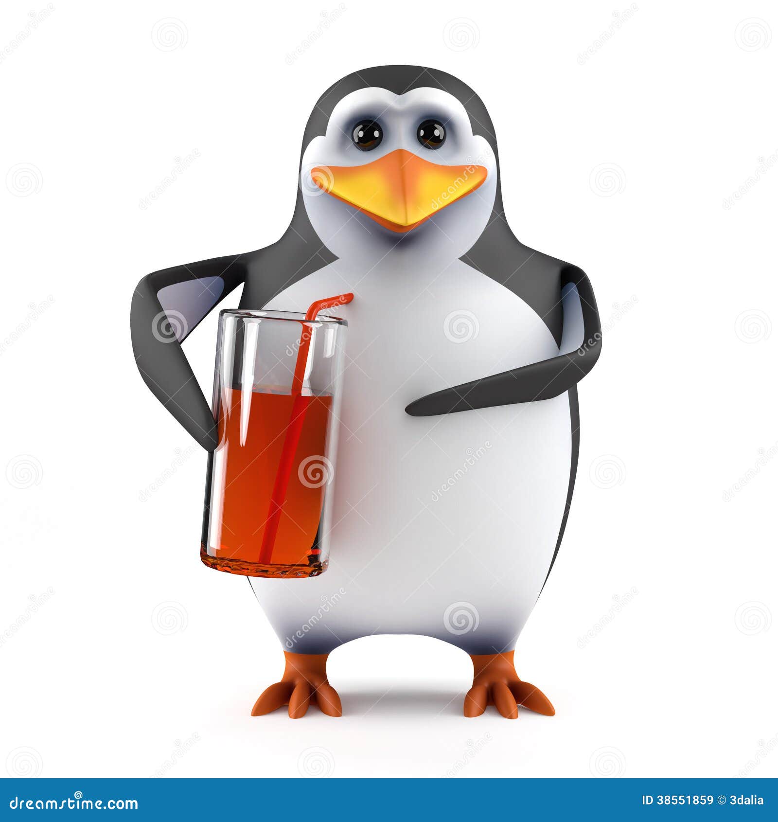 3d Penguin enjoys a drink stock vector. Illustration of isolated - 38551859