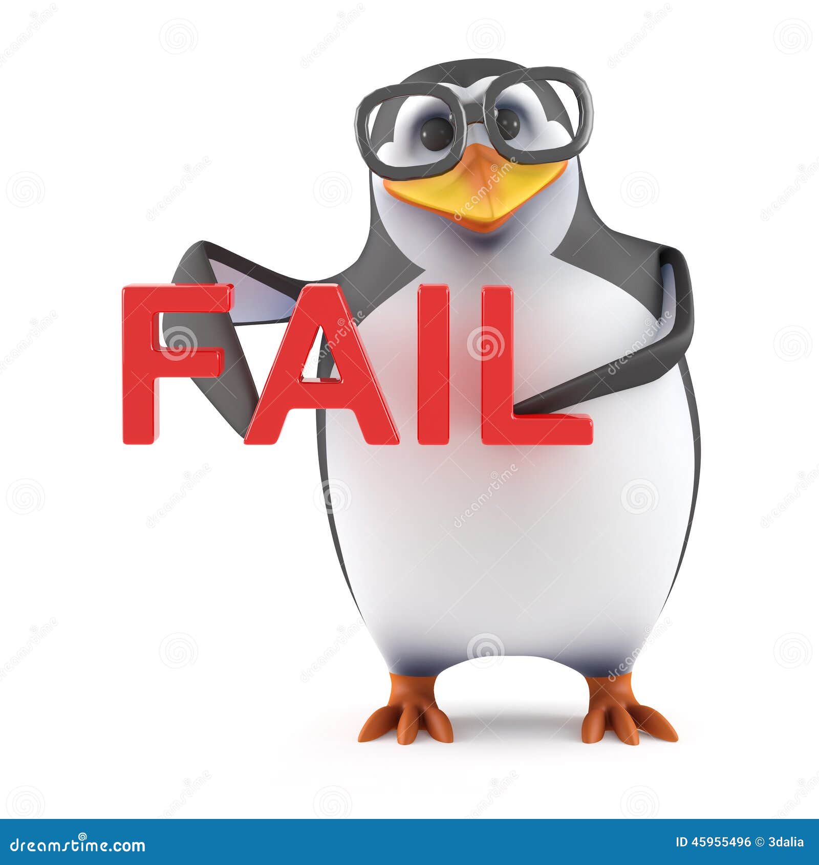 3d Penguin fails again stock illustration. Illustration of character ...