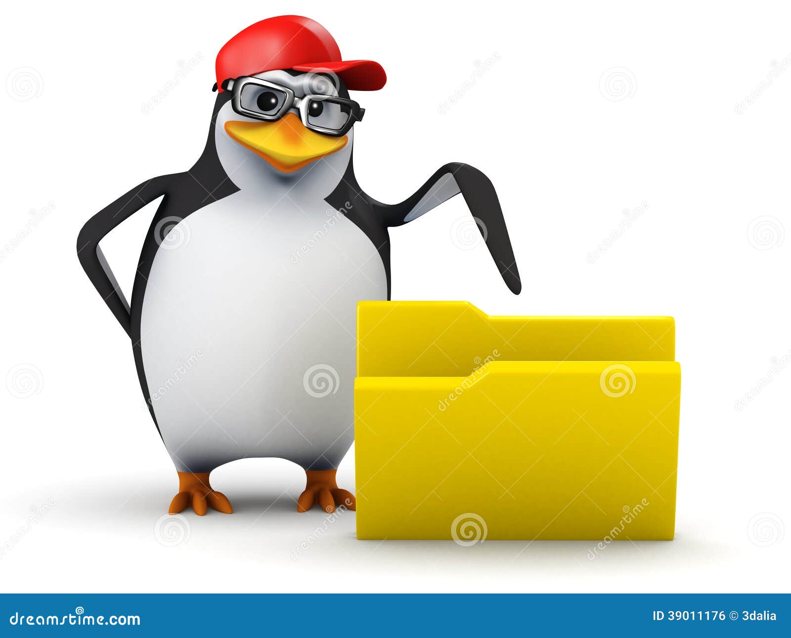 3d Penguin folder stock illustration. Illustration of render - 39011176