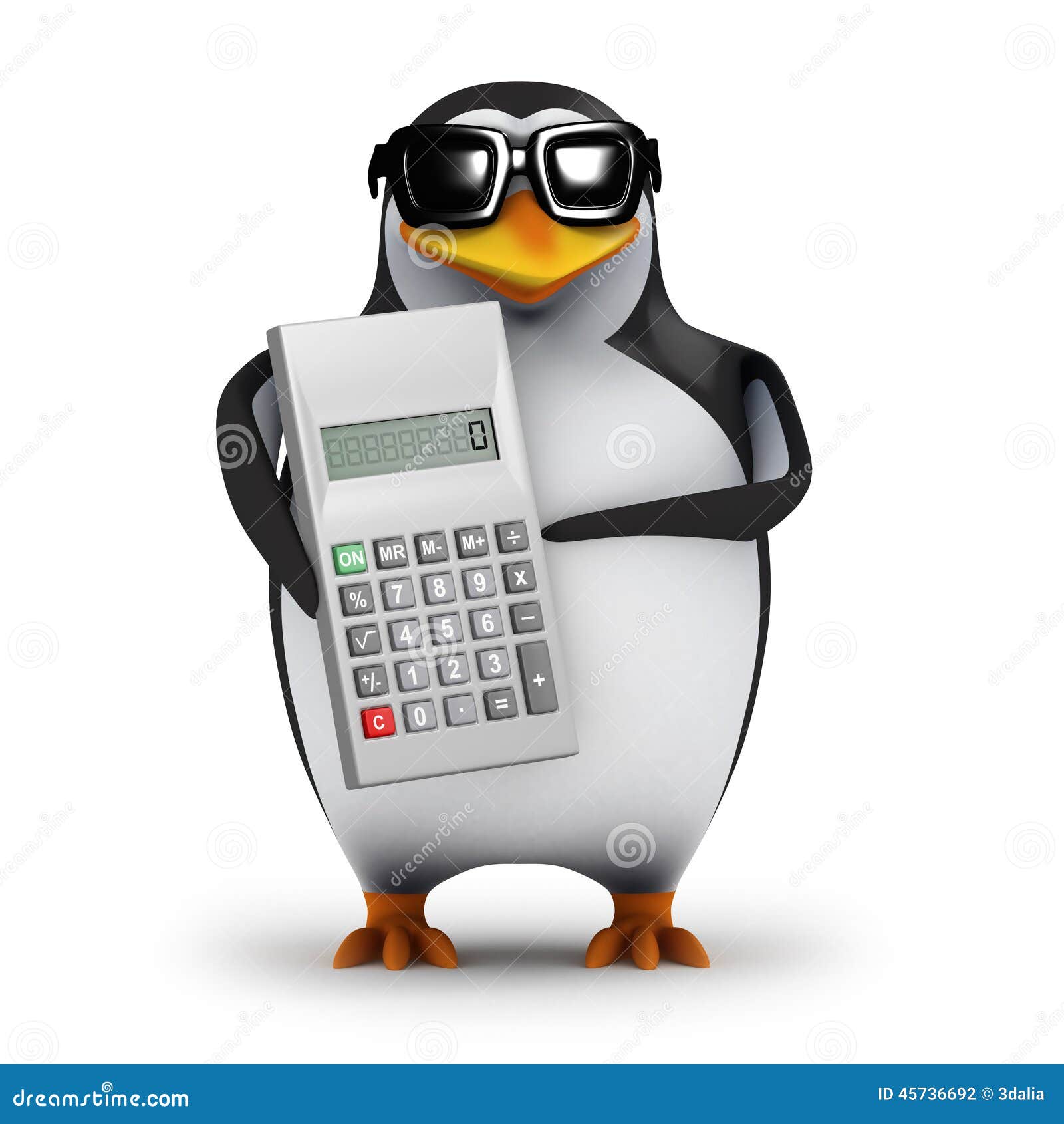 3d Penguin Holding a Calculator Stock Illustration - Illustration of ...