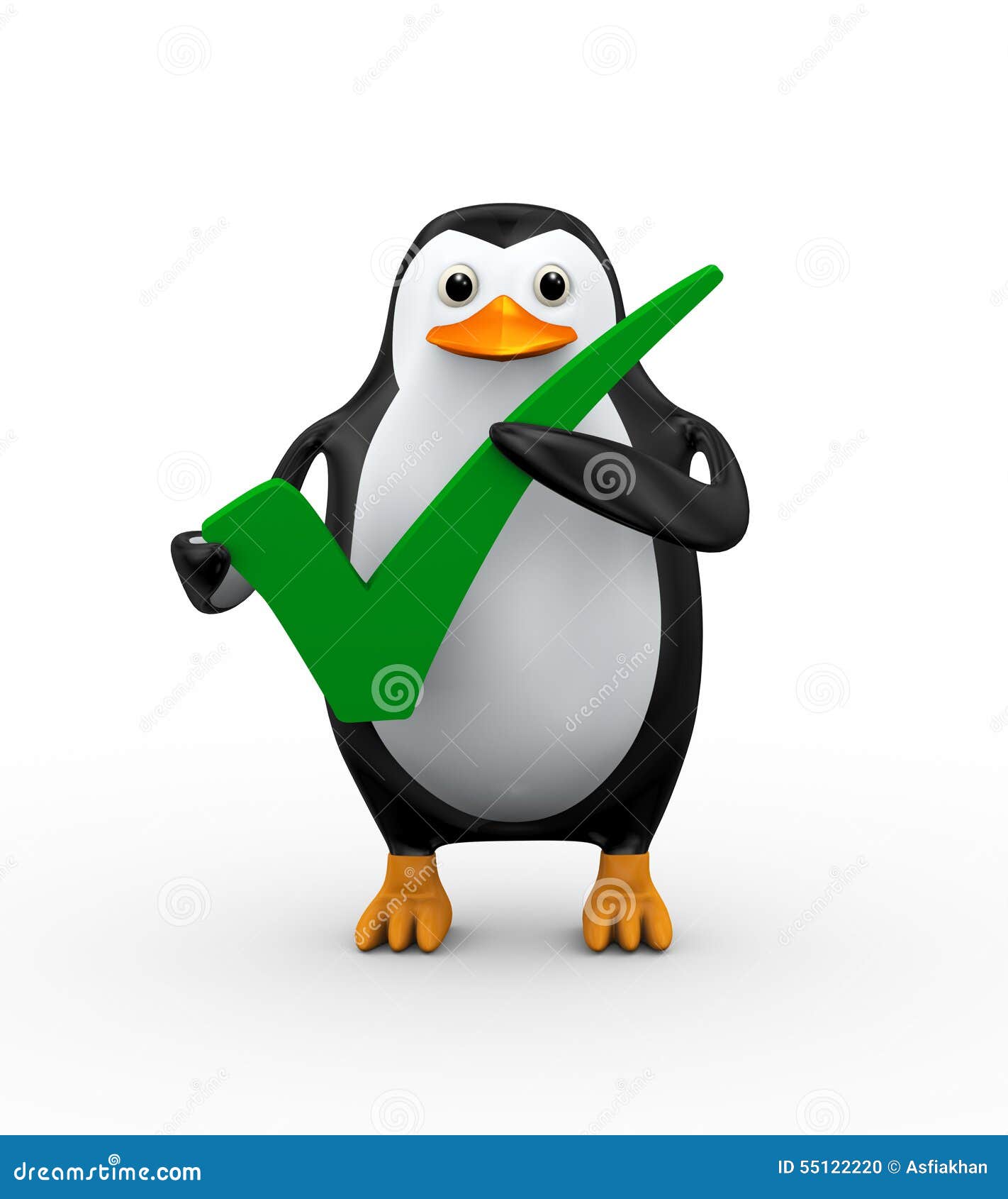 3d Penguin Holding Check Tick Mark Stock Illustration - Illustration of ...