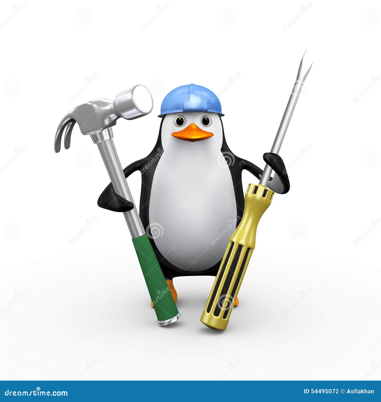 3d Penguin Construction Worker Royalty-Free Illustration | CartoonDealer.com #54635241