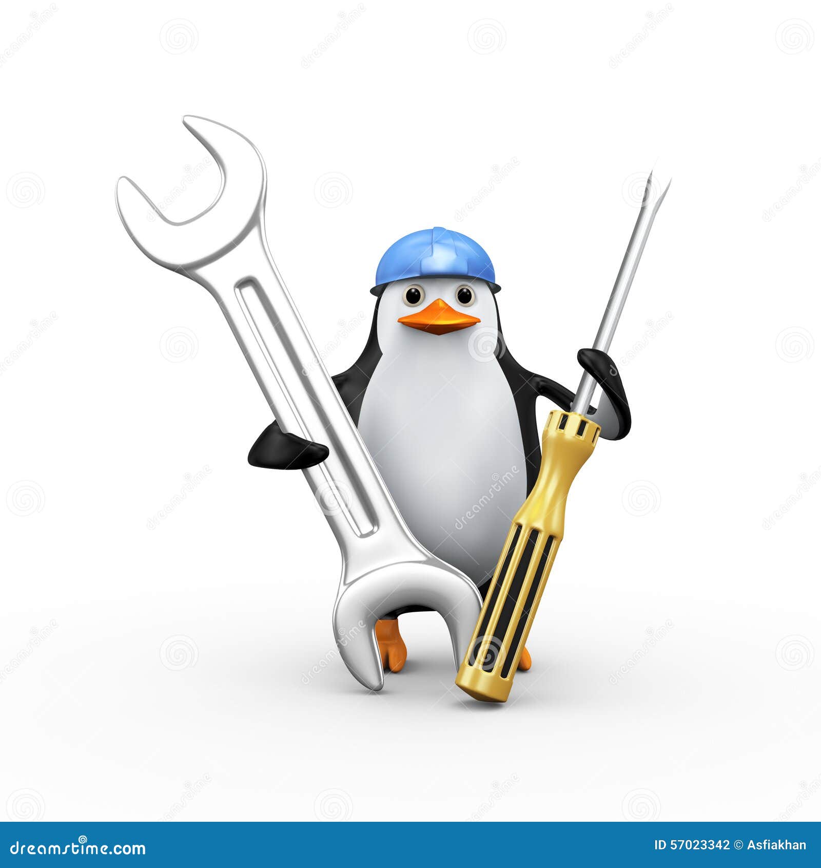 3d penguin holding tools stock illustration. Illustration of idea ...