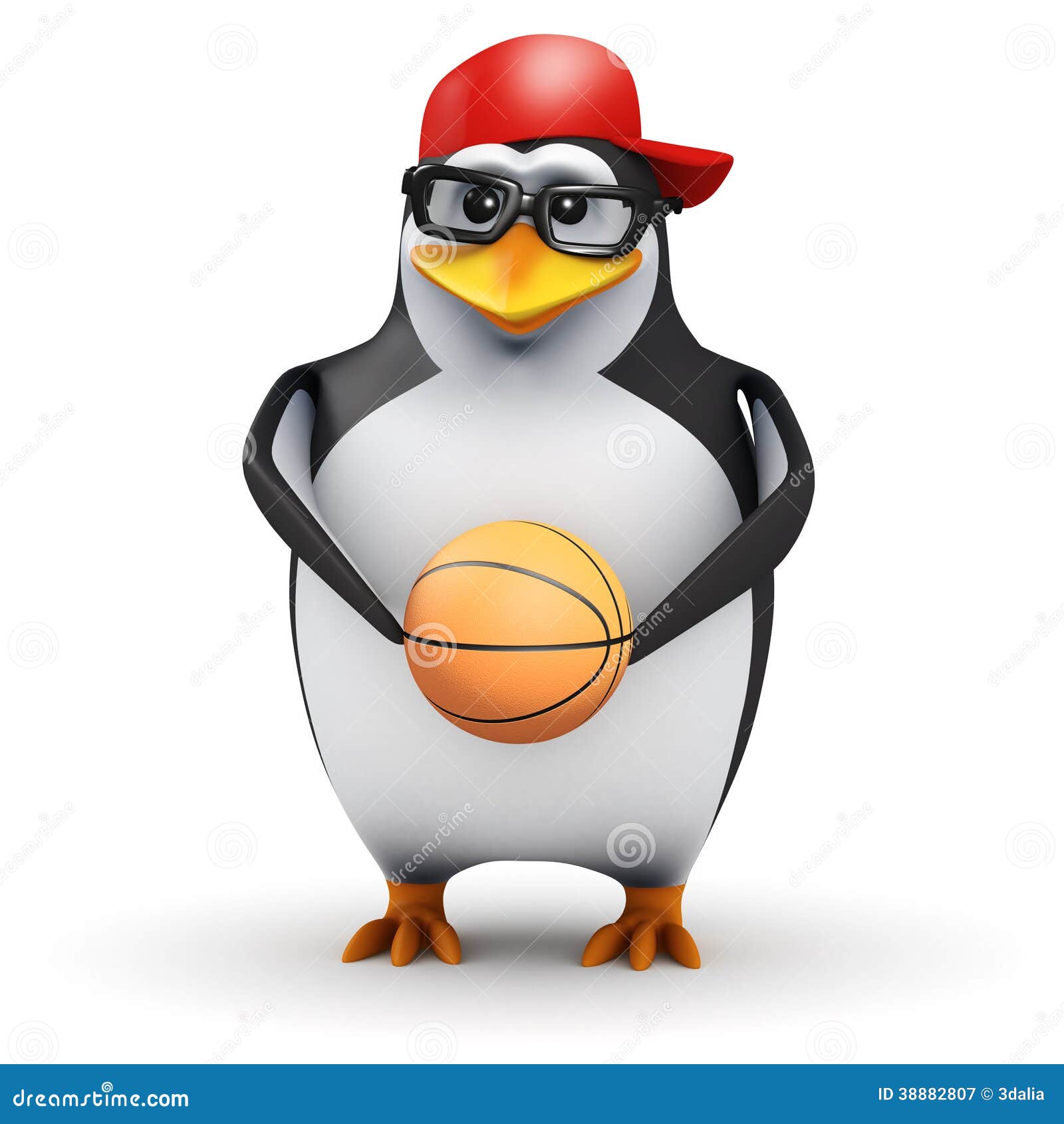 3d Penguin Holds Basketball Stock Illustration - Illustration of funny ...