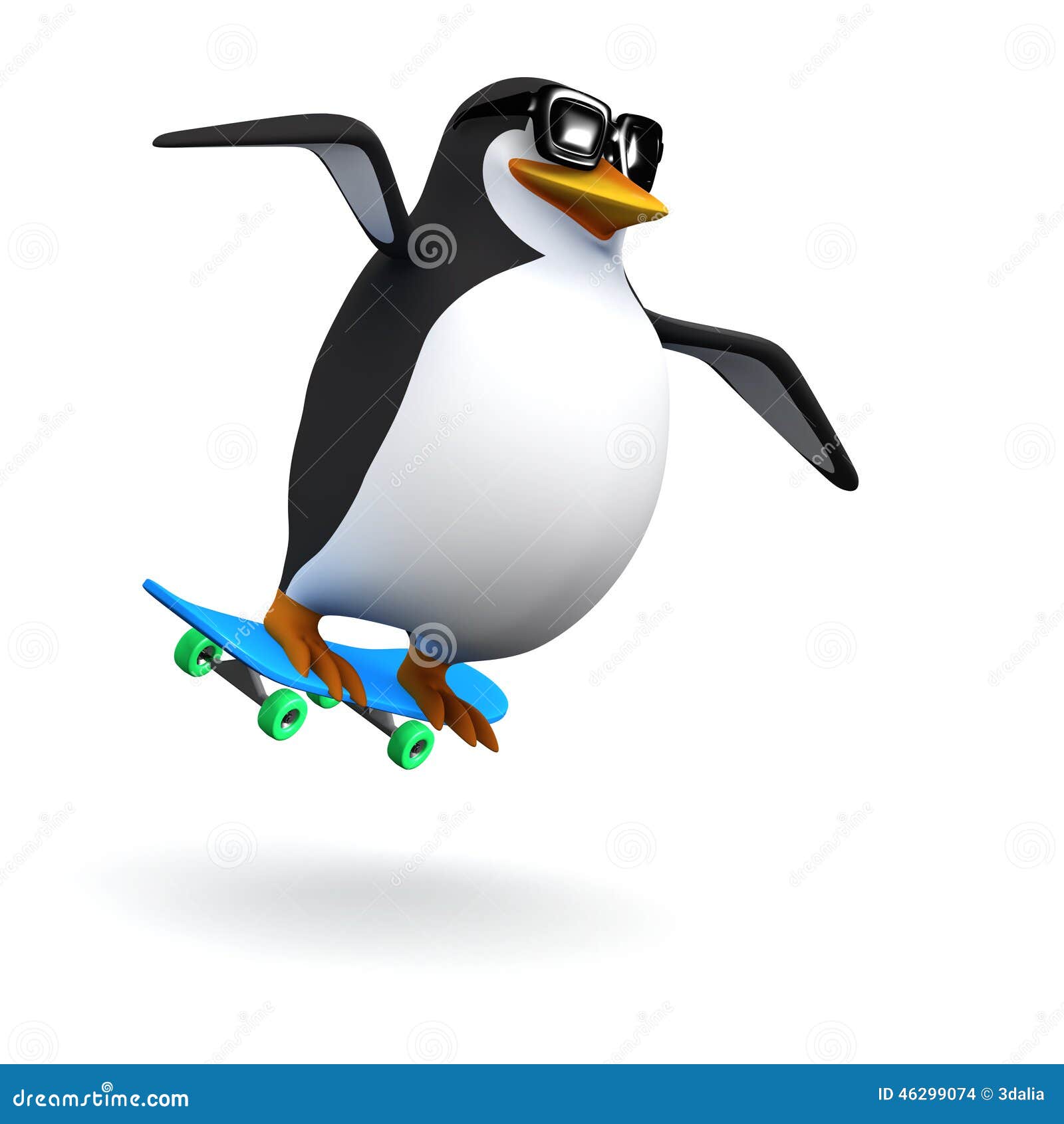 3d Penguin Jumps on a Skateboard Stock Illustration - Illustration of ...