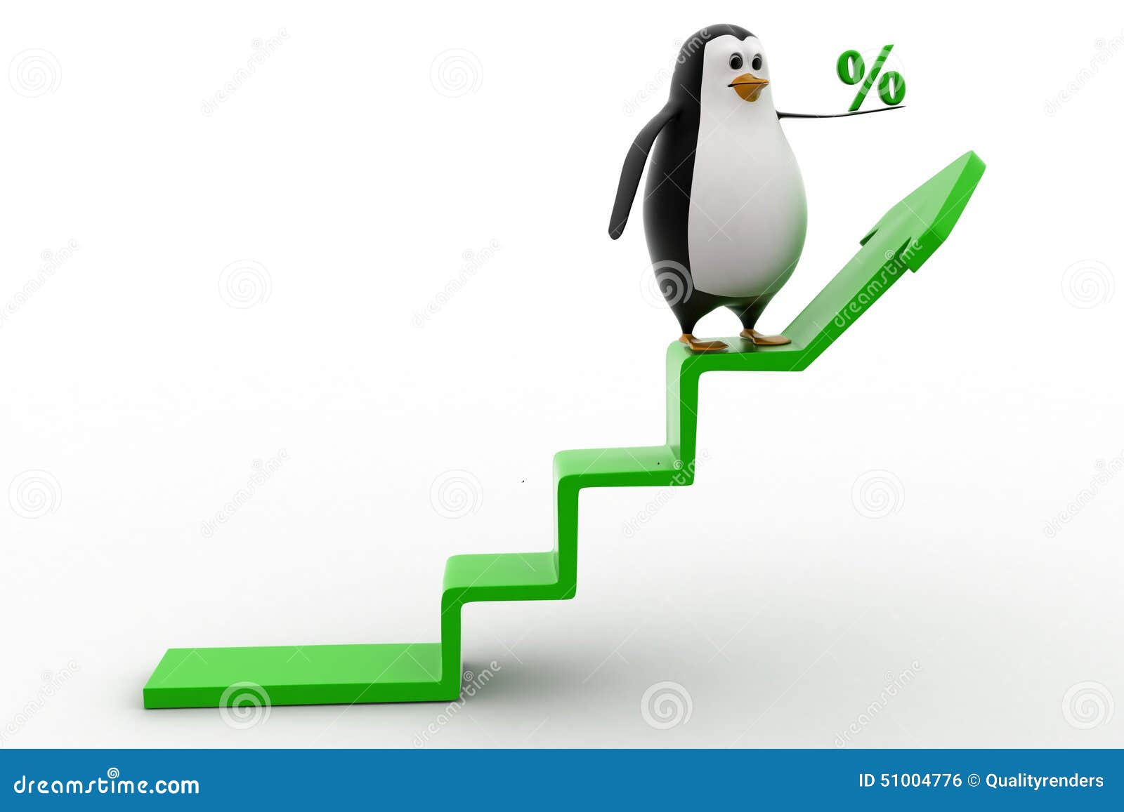 3d Penguin on Ladder with Arrow Showing Progress Concept Stock ...